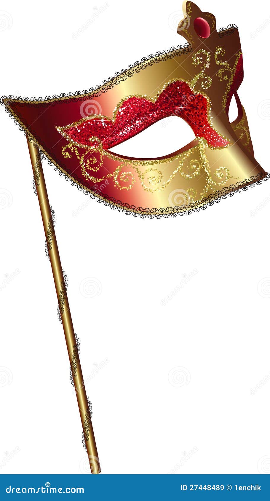 Vector Carnival Mask with Handle Stock Vector - Illustration of ...