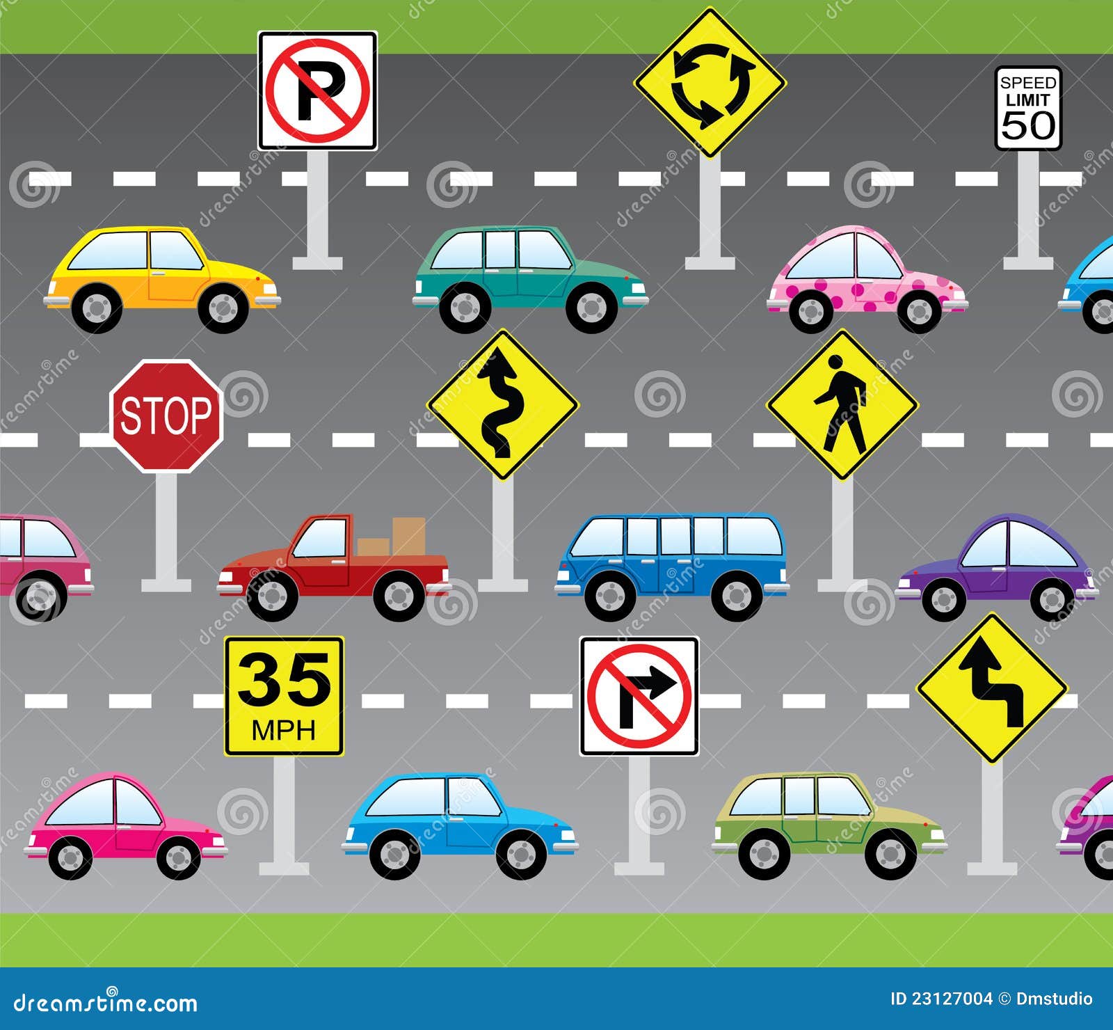 Vector cars and road signs stock vector. Illustration of road - 23127004