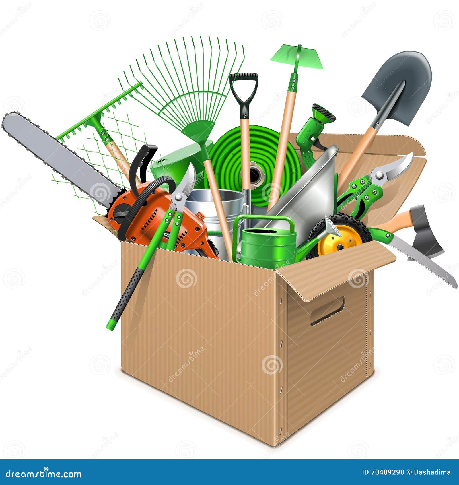Vector Carton Box with Garden Accessories Stock Vector - Illustration ...