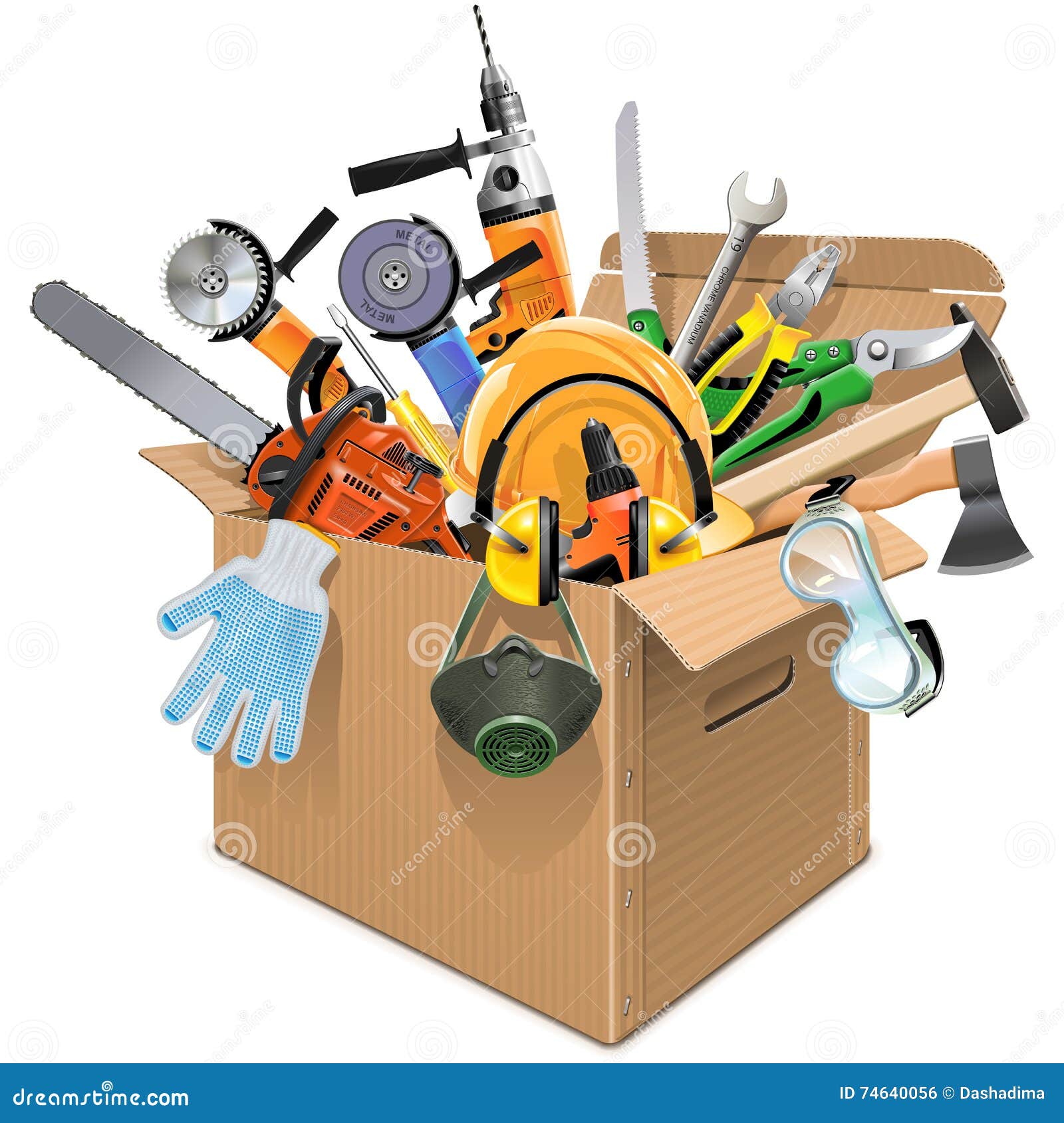 Vector Carton Box with Tools Stock Vector - Illustration of hammer ...