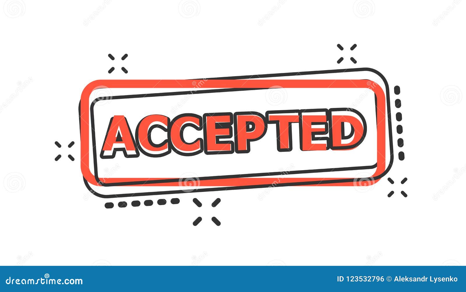 Vector Cartoon Accepted Seal Stamp Icon in Comic Style. Accepted Stock ...