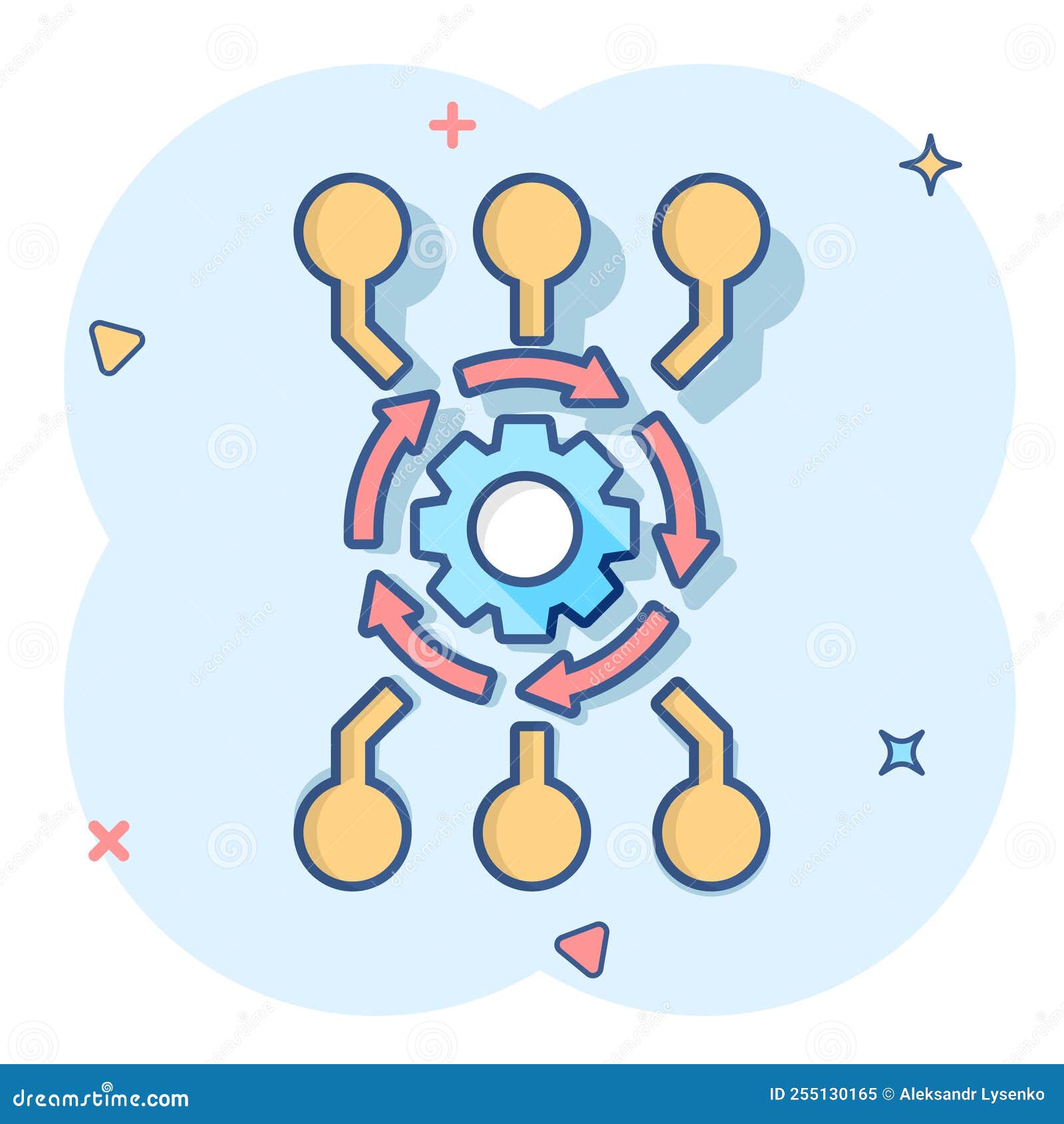 Vector Cartoon Algorithm Api Software Icon in Comic Style. Gear with ...