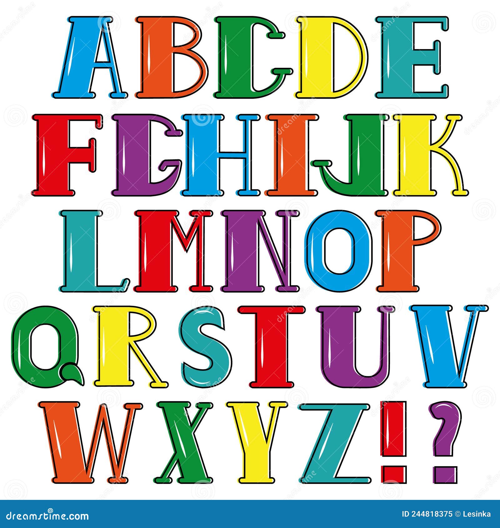 Vector Cartoon Alphabet on a White Background. Isolated Letters, Vector ...