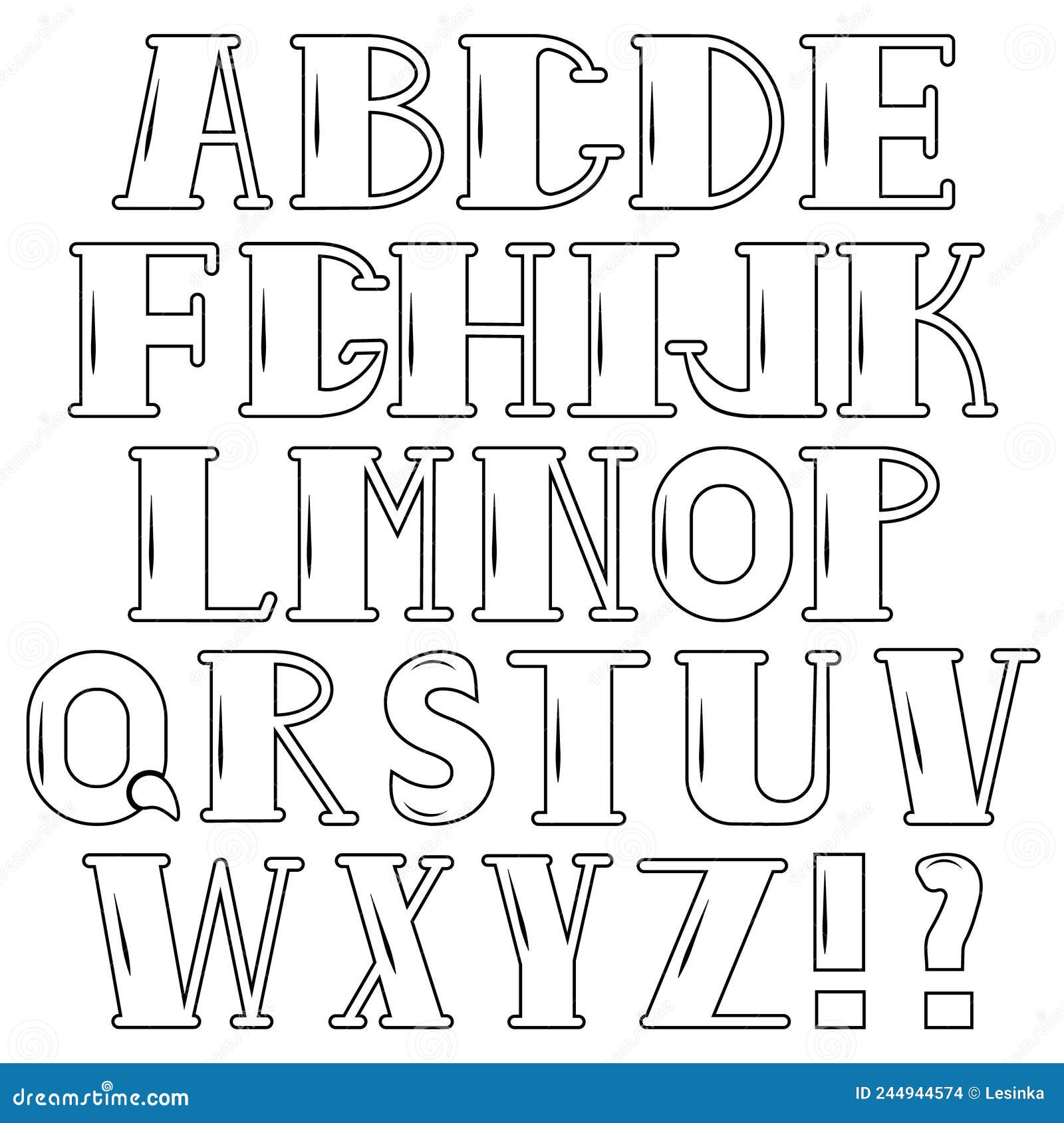 Vector Cartoon Alphabet on a White Background. Isolated Letters, Vector ...