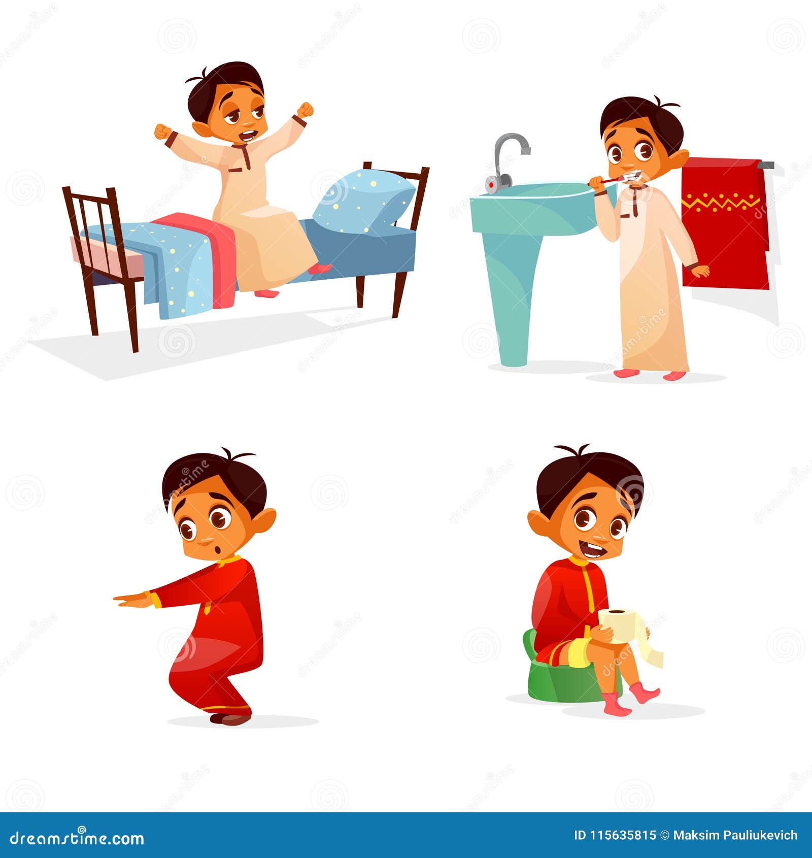 Vector Arab Boy daily Morning Routine Activity Stock Vector ... Vector Arab Boy daily Morning Routine Activity Stock Vector ...