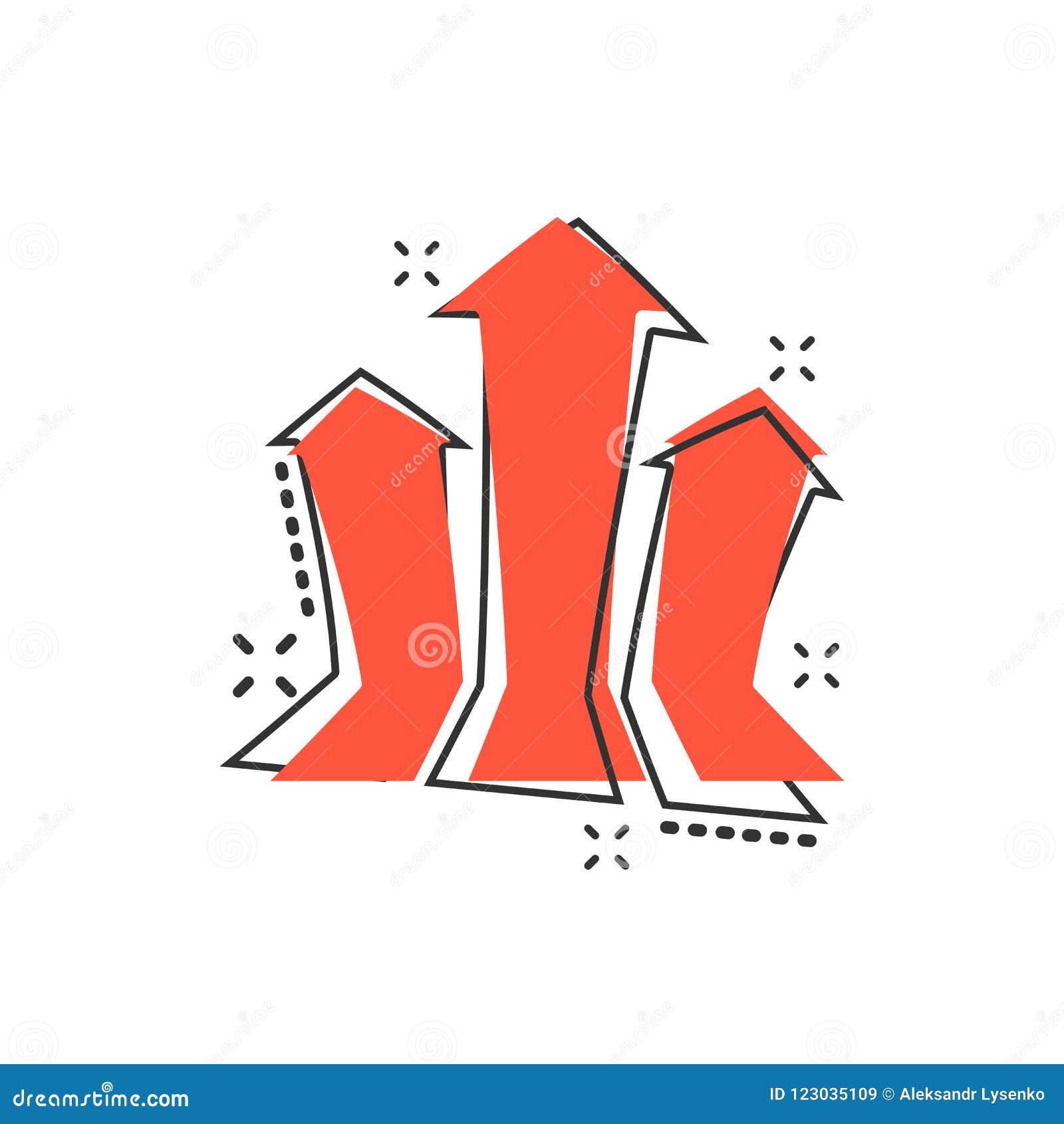 Vector Cartoon Arrow Growing Graph Icon in Comic Style. Progress Stock ...