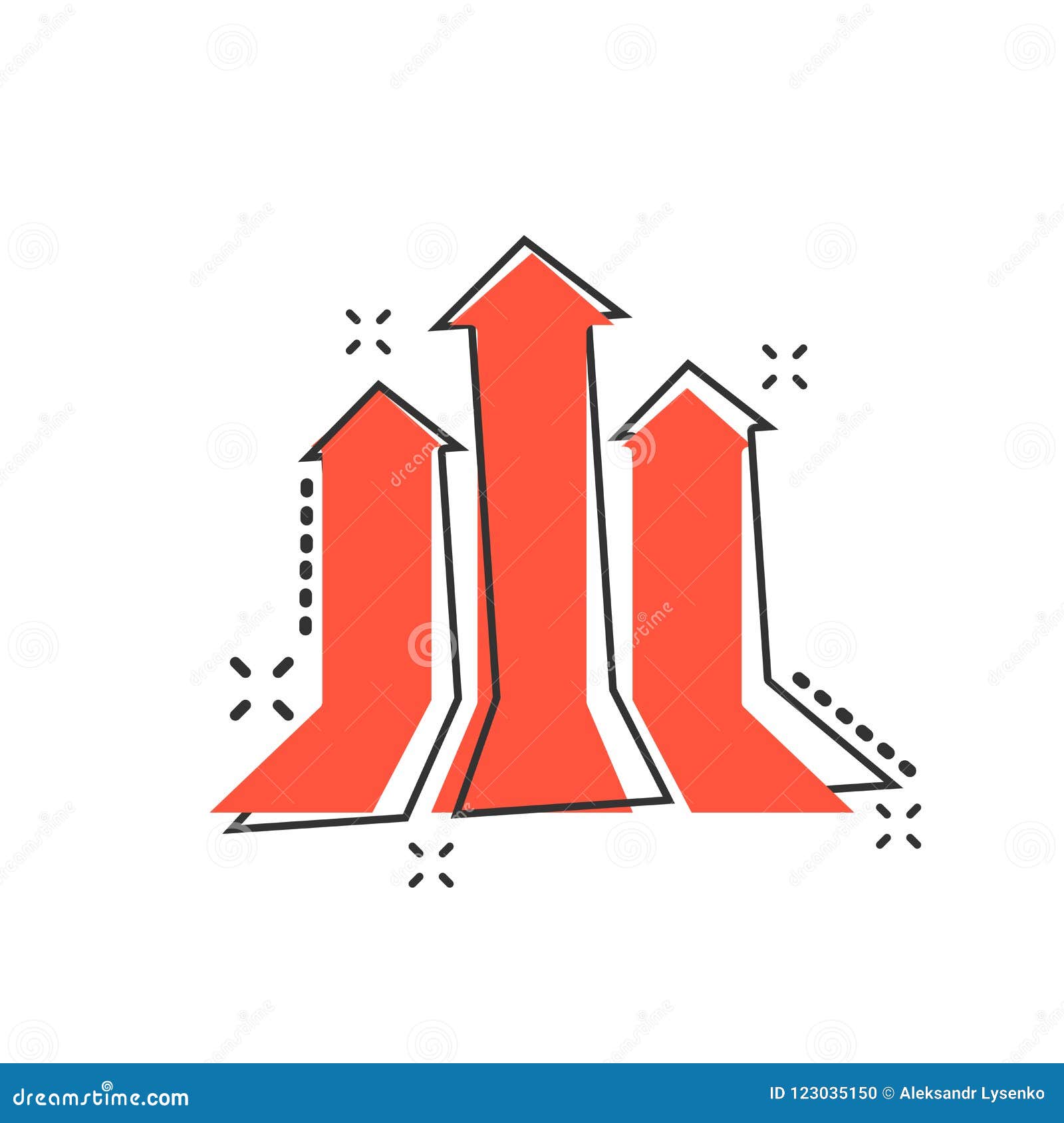 Vector Cartoon Arrow Growing Graph Icon in Comic Style. Progress Stock ...