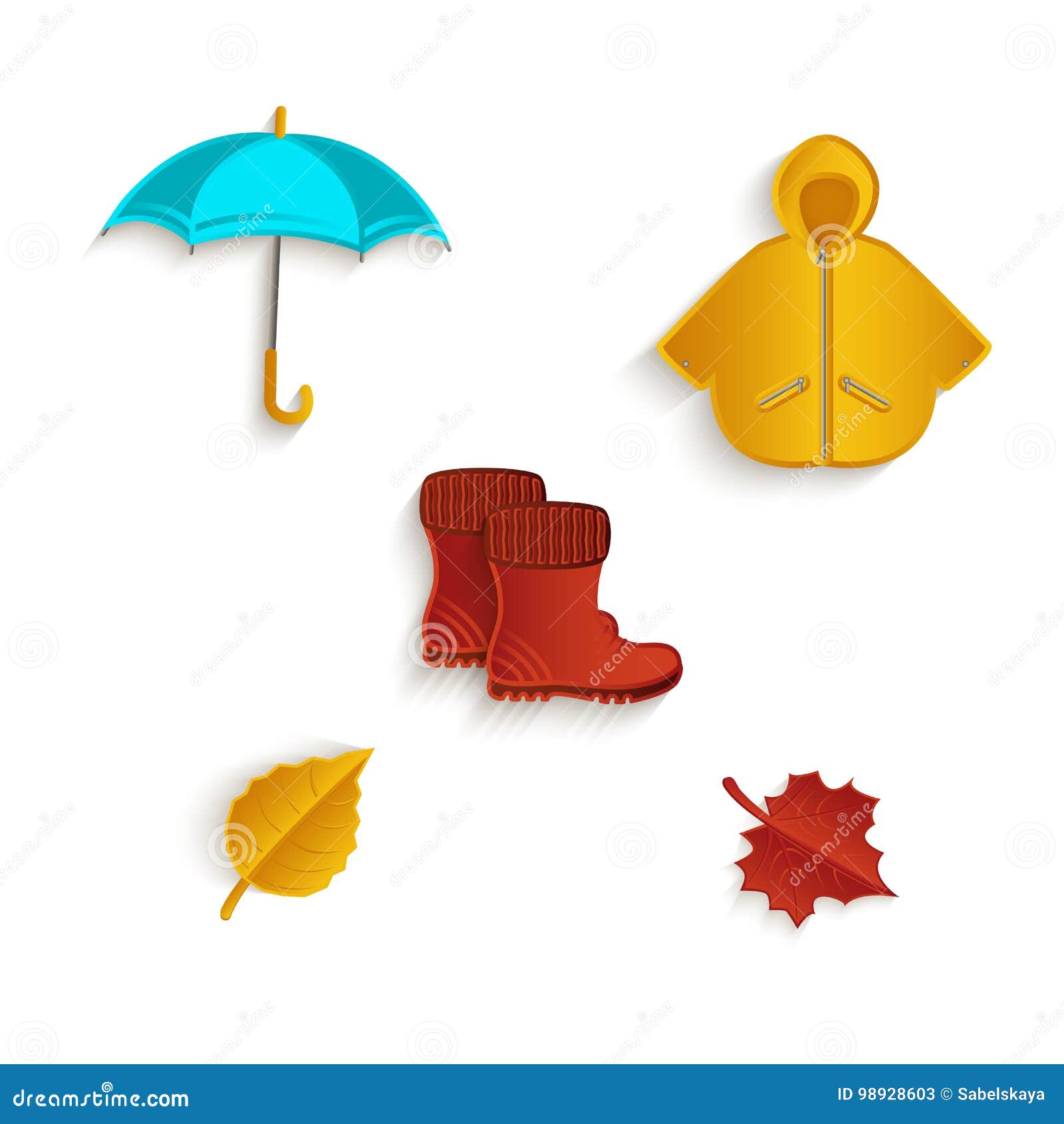 Vector Cartoon Autumn Symbol Objects Set Stock Vector - Illustration of ...