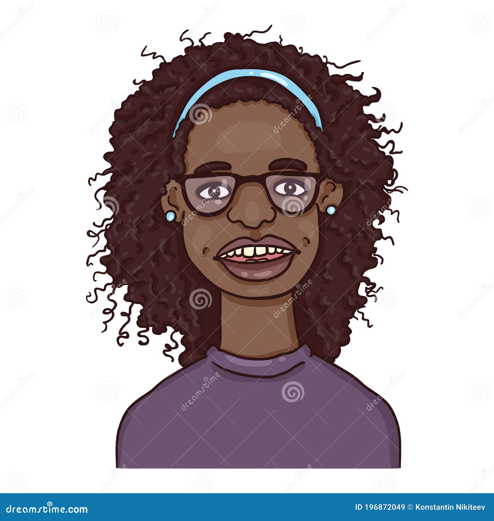 Vector Cartoon Avatar African American Girl