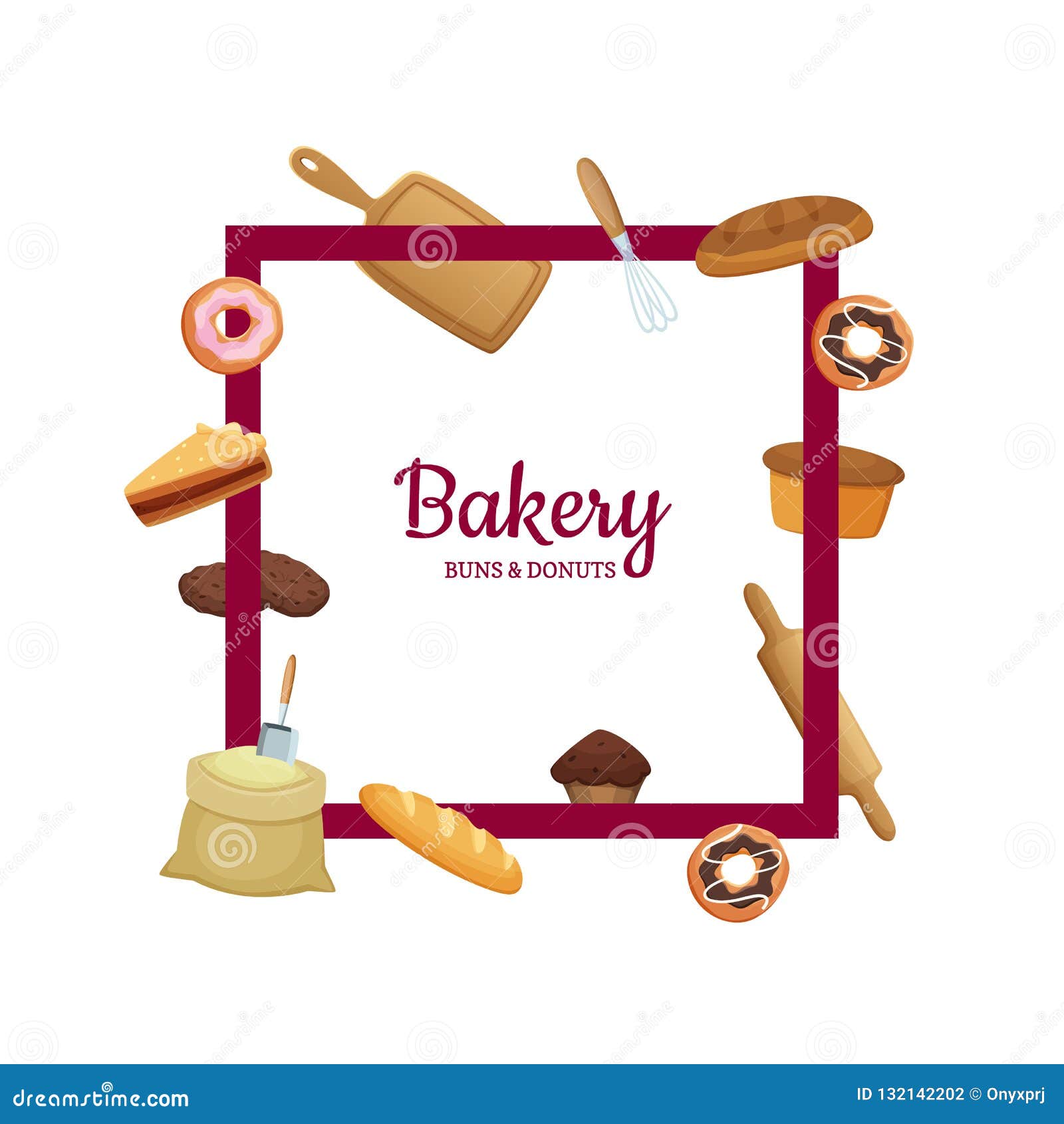 Vector Cartoon Bakery Frame with Place for Text Illustration Stock ...