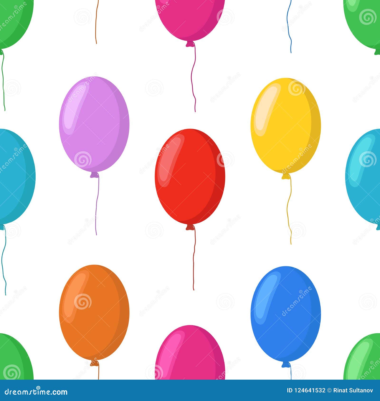 Vector Cartoon Balloons Seamless Pattern, Party Elements Stock Vector ...