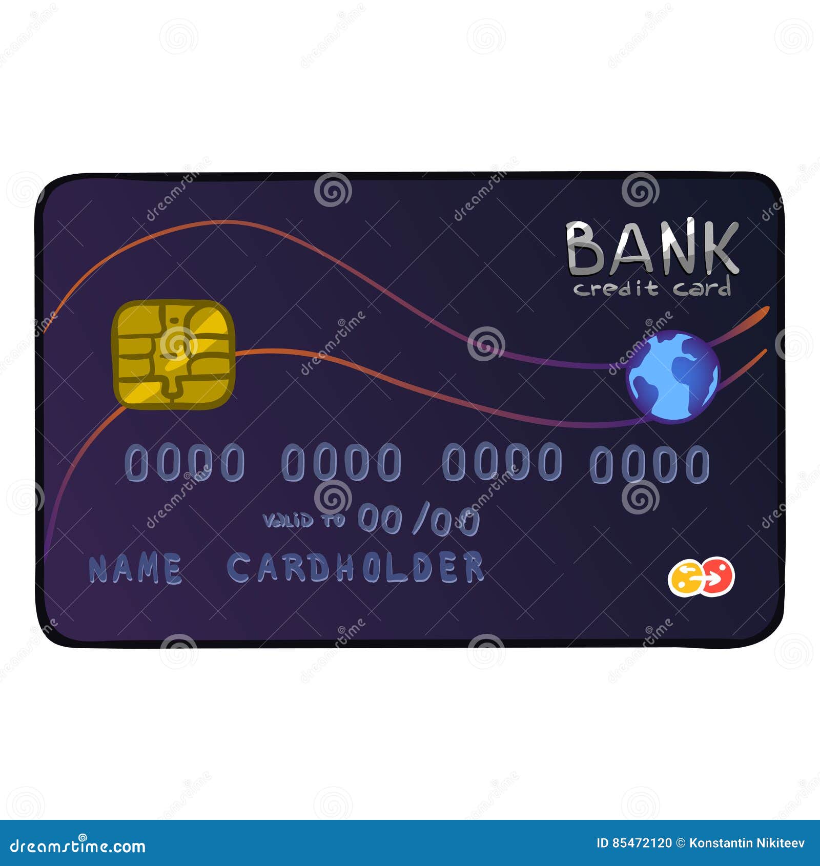 Vector Cartoon Bank Credit Card on White Background Stock Vector ...