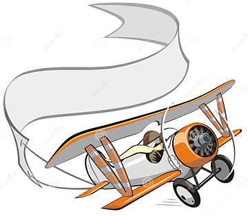 Vector Cartoon Biplane with Banner Stock Vector - Illustration of wings ...