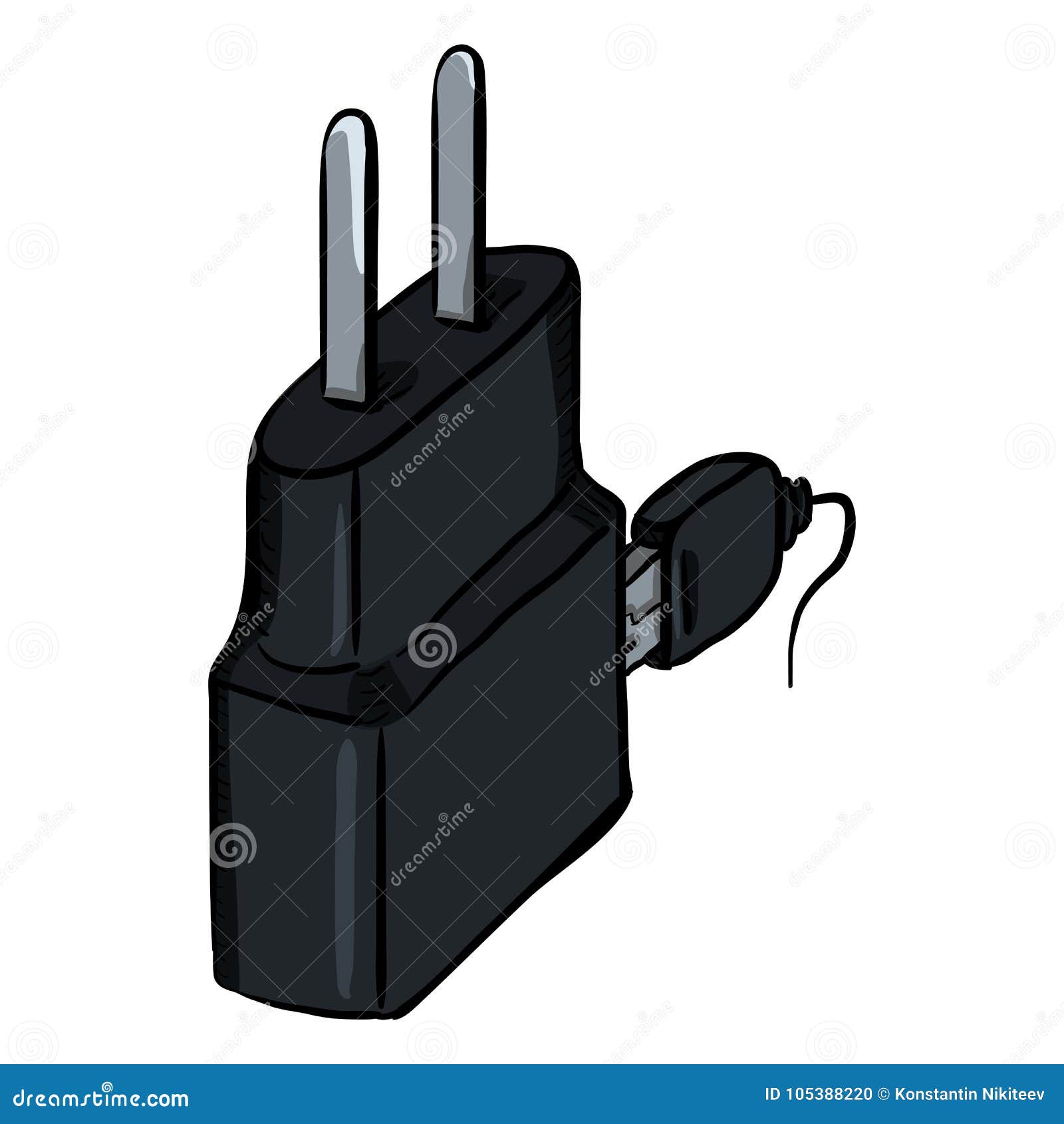 Vector Cartoon Black Charger for Mobile Phones Stock Vector ...