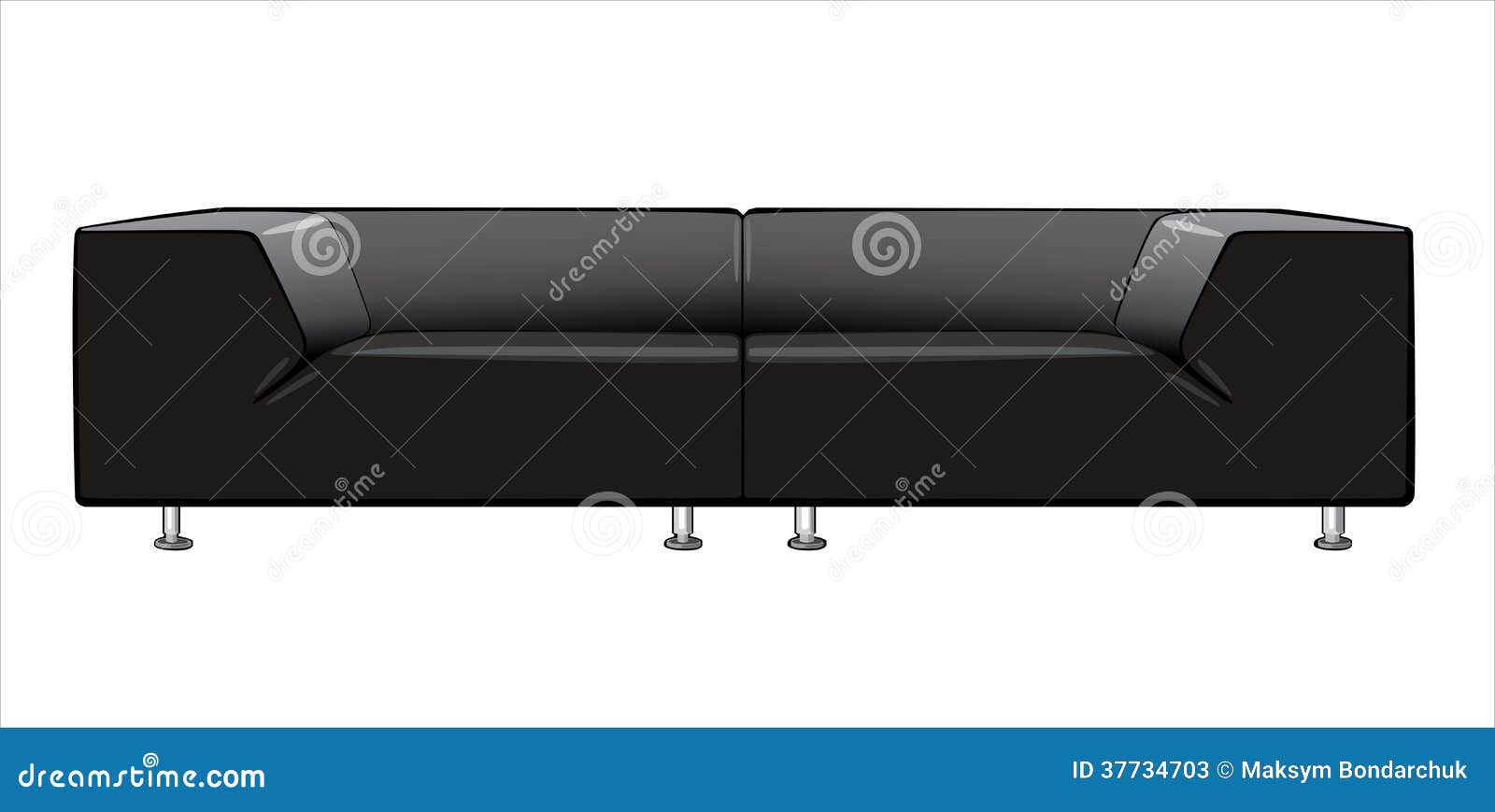 Vector Cartoon Black Couch Isolated on White Stock Illustration ...