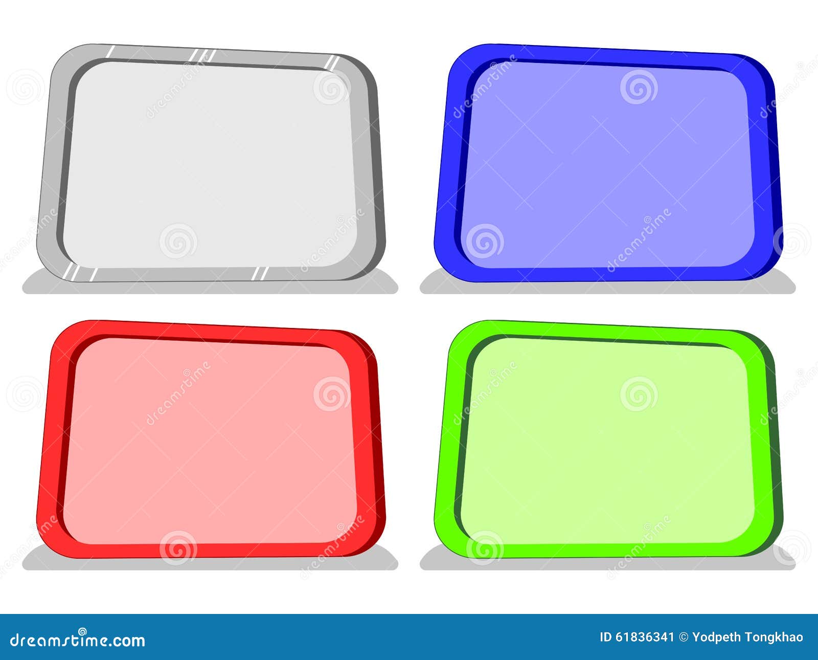 Vector Cartoon Blank Boards in 4 Colors Stock Vector - Illustration of ...