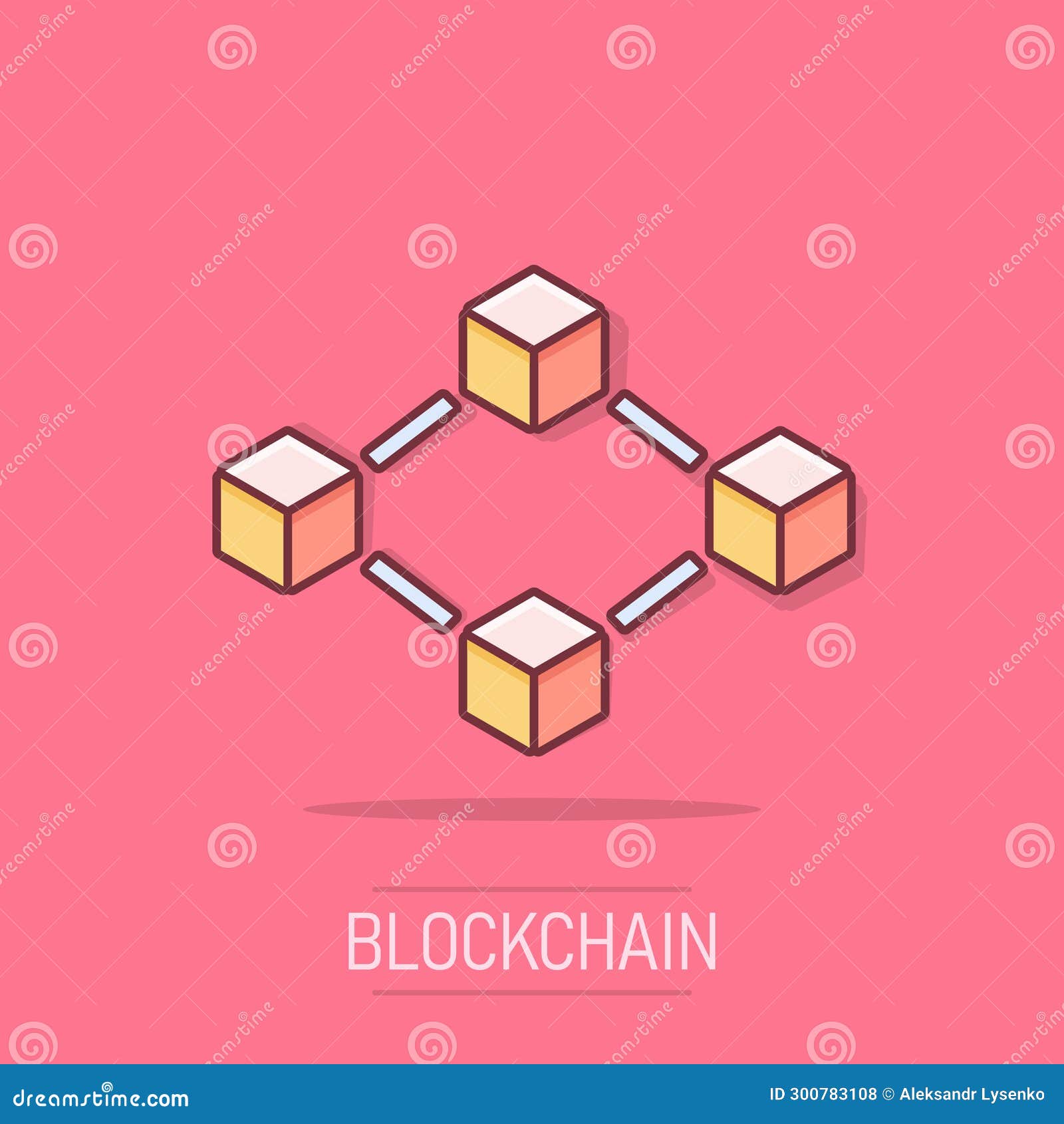 Vector Cartoon Blockchain Technology Icon in Comic Style. Cryptography ...