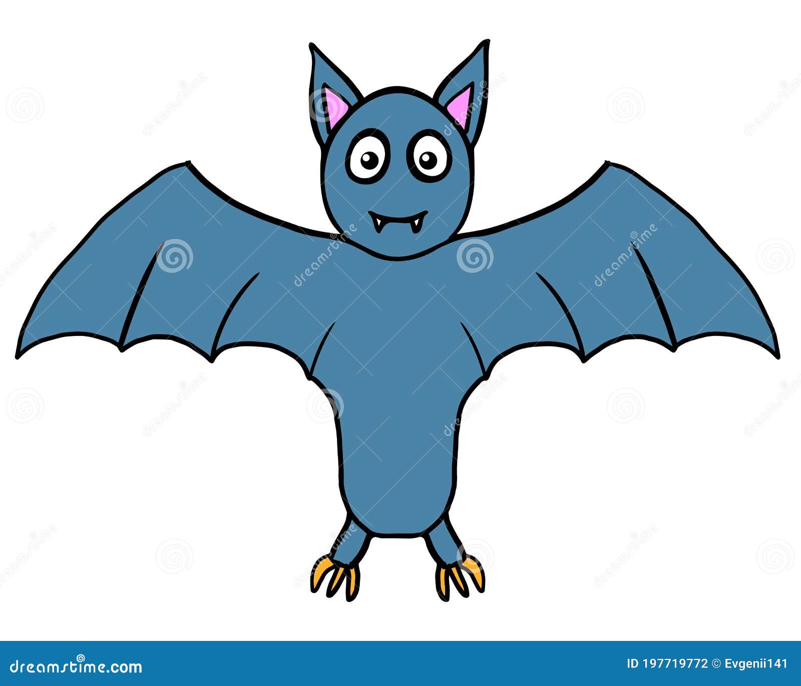 Vector Cartoon Blue Bat on White Background Stock Vector - Illustration ...