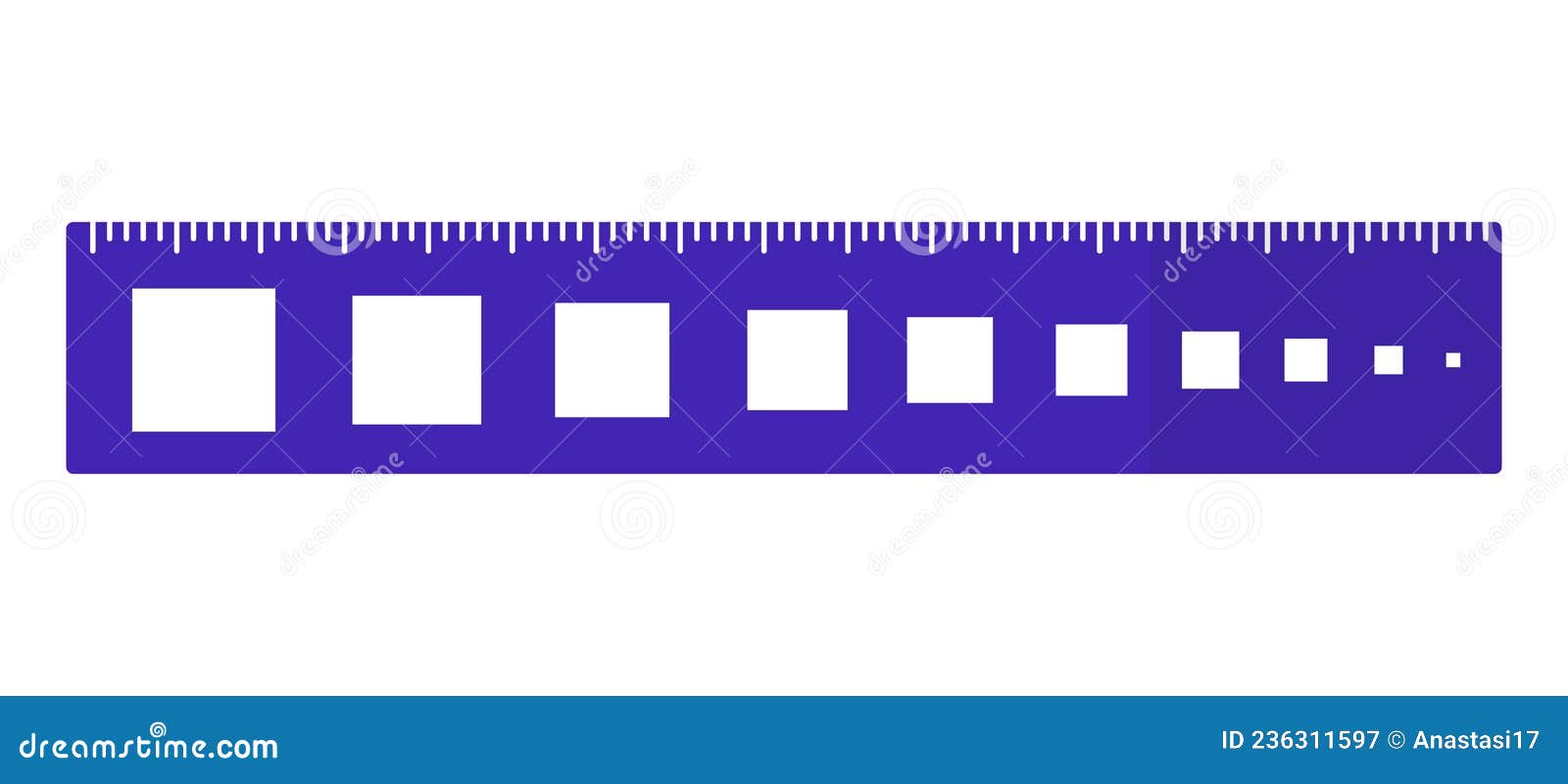 Vector Cartoon Blue Rectangular Ruler with Squares of Different ...