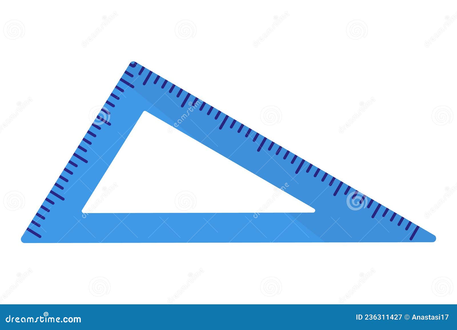 Vector Cartoon Blue Right Triangular Ruler Stock Vector - Illustration ...