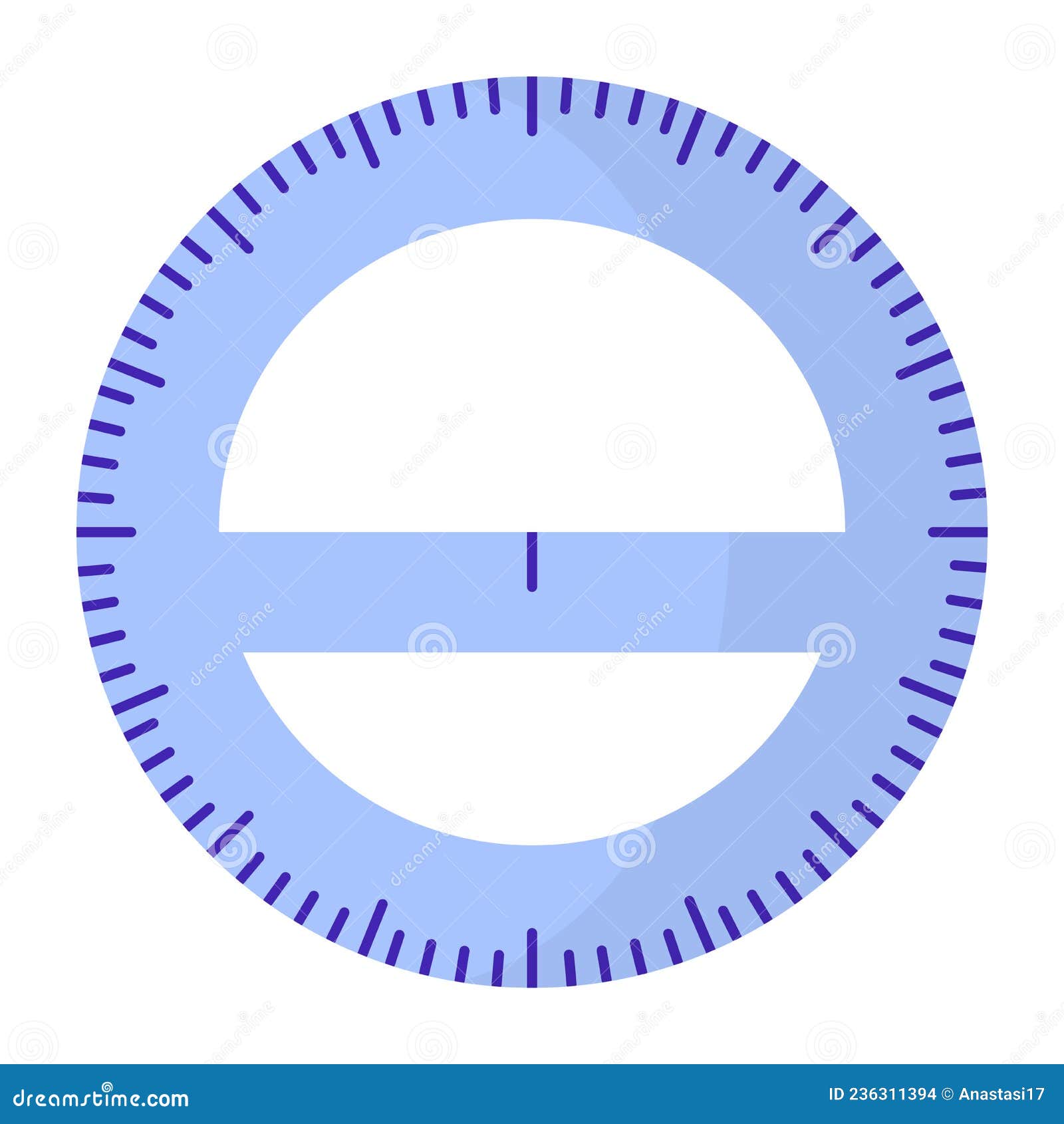 Vector Cartoon Blue Round Protractor Ruler Stock Vector - Illustration ...