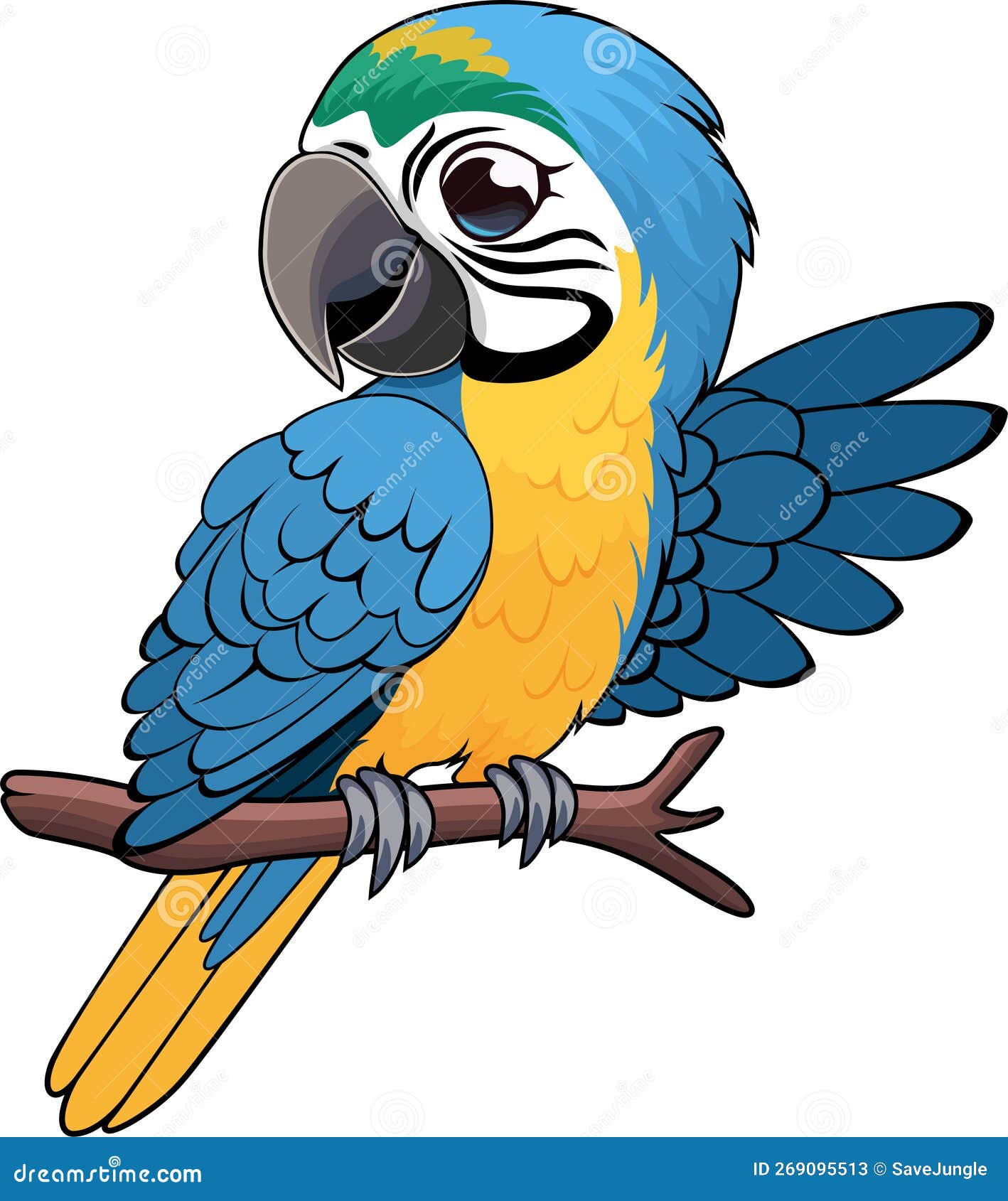 Vector Cartoon Blue-and-yellow Macaw Ara Parrot Sticker Stock Vector ...