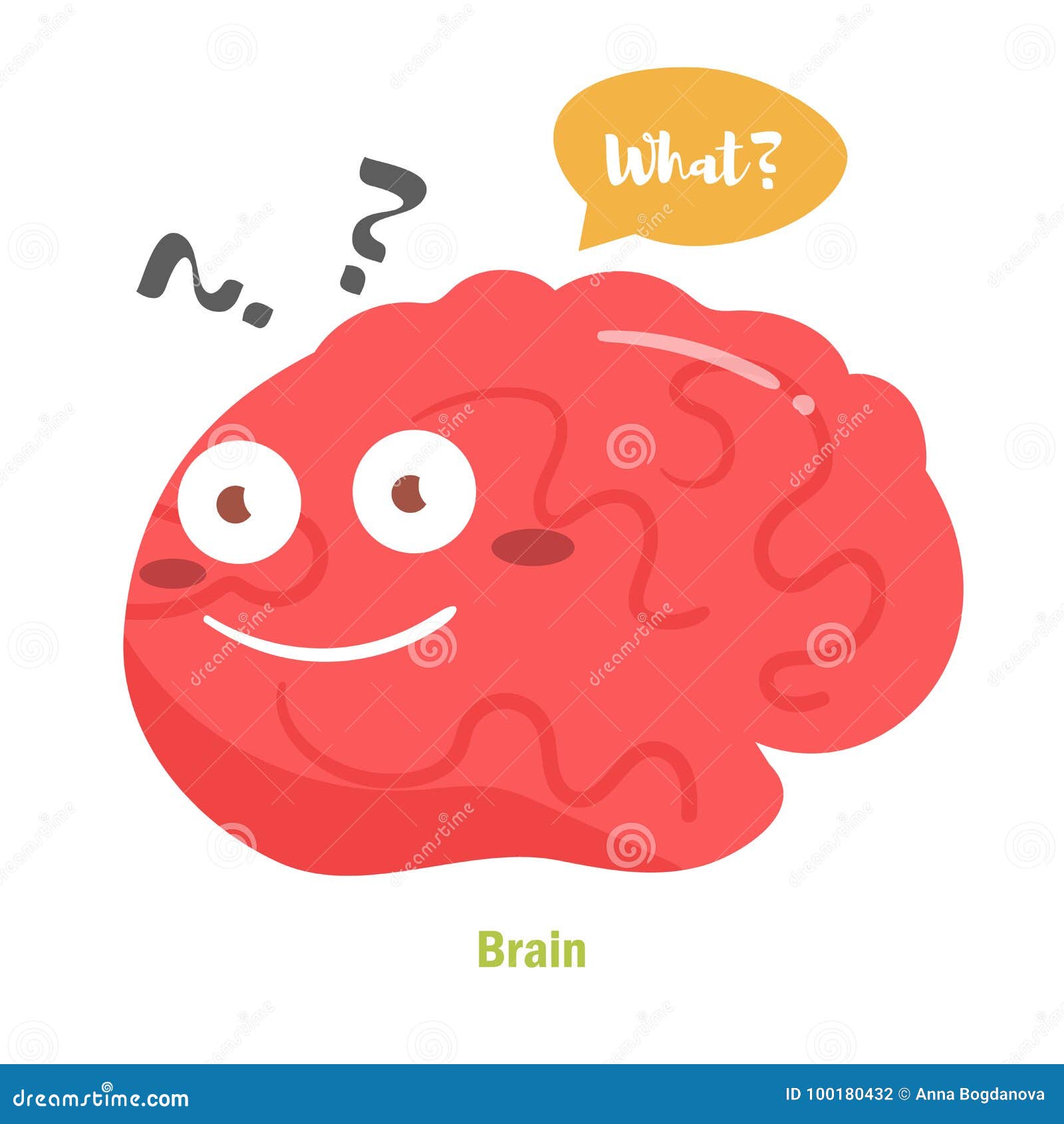 Vector Cartoon Brain with Face Stock Vector - Illustration of ...