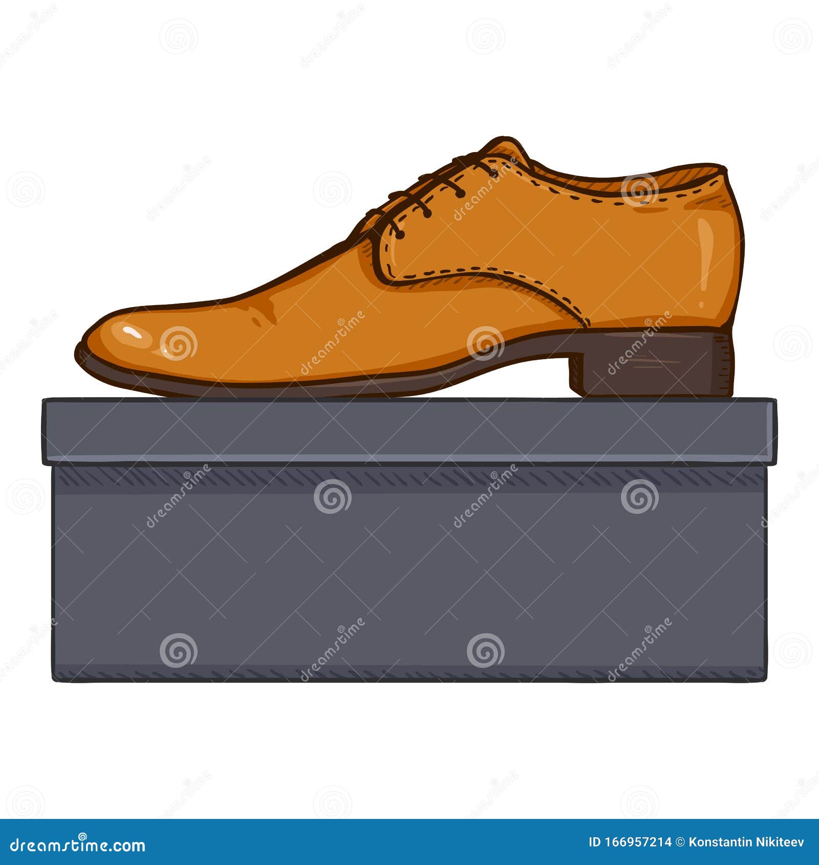 Vector Cartoon Brown Leather Men Shoebox Vektor Illustrationer ...