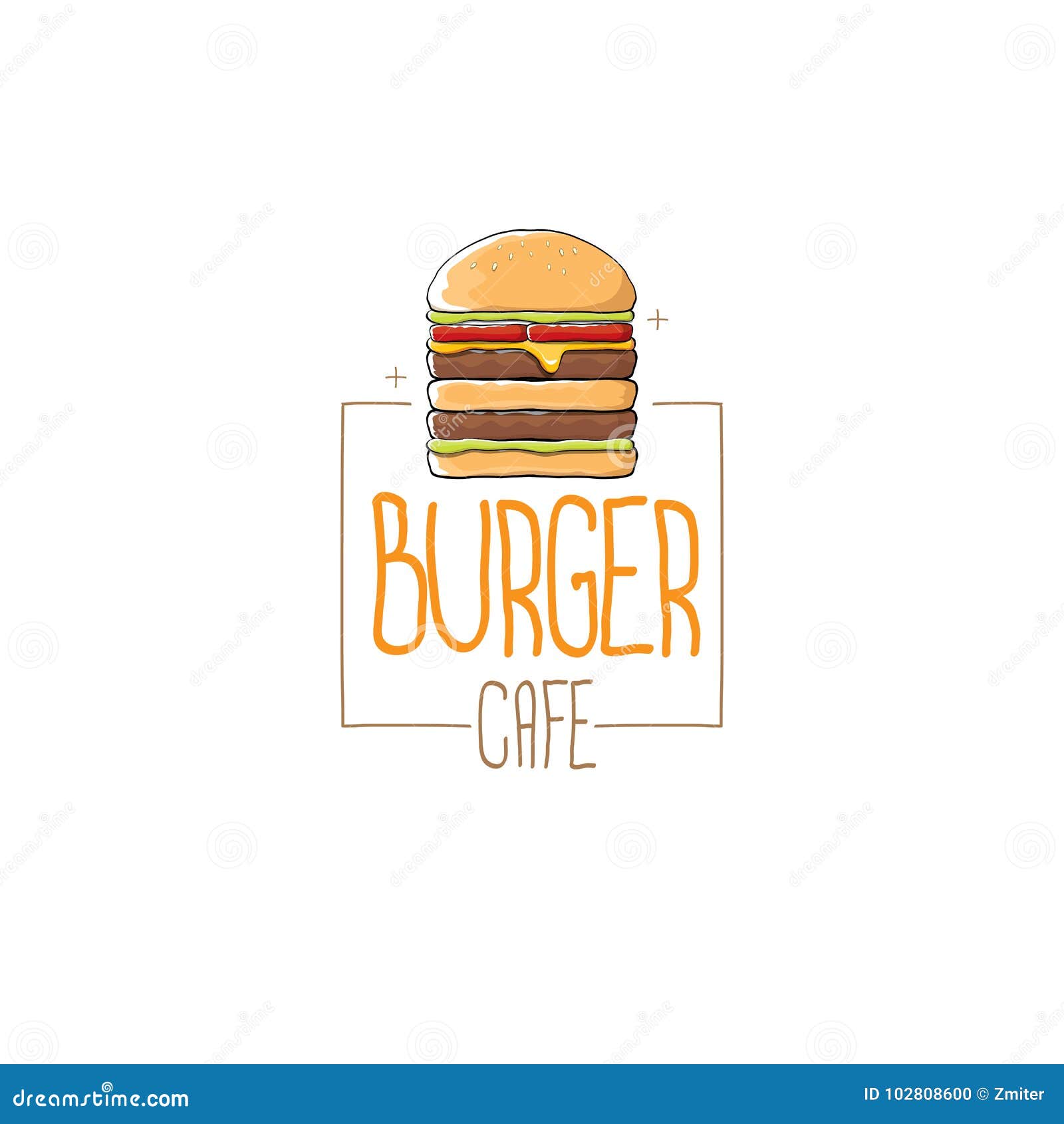 Vector Cartoon Burger Cafe Logo Design Template With Hamburger . Label ...