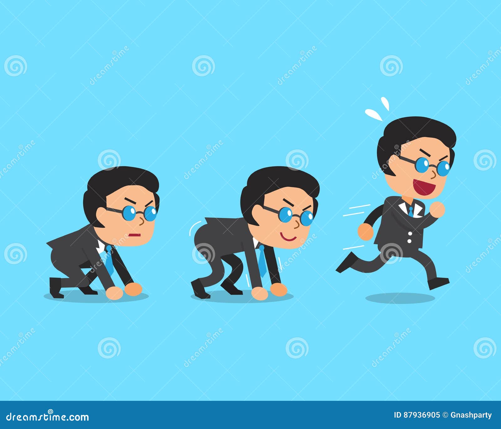 Vector Cartoon Businessman Running Step Stock Vector - Illustration of ...