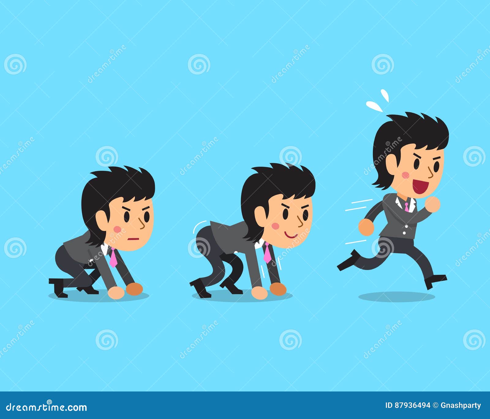 Vector Cartoon Businesswoman Running Step Stock Vector - Illustration ...