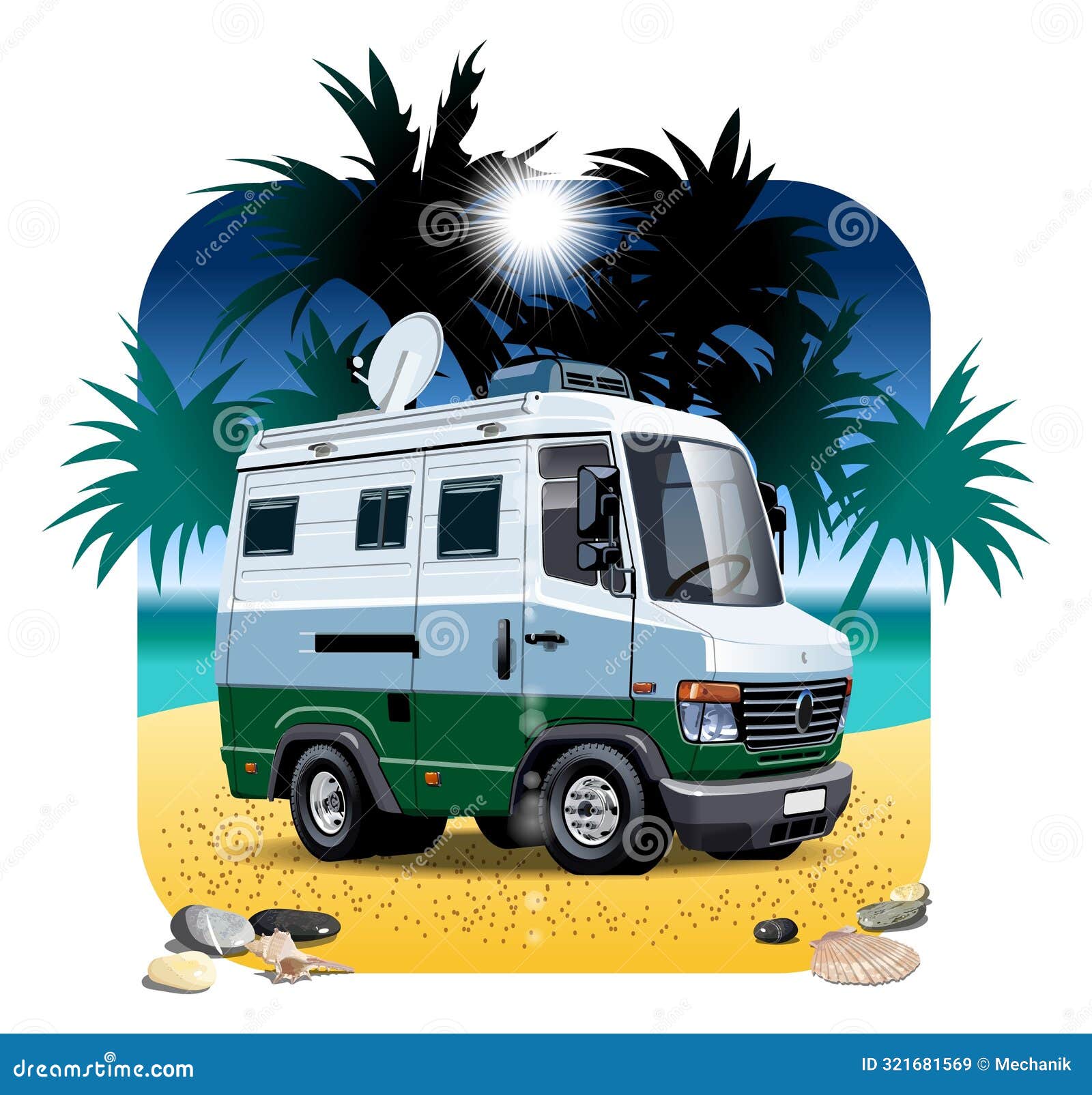 Vector Cartoon Camper Van Mobile Home Stock Vector - Illustration of ...