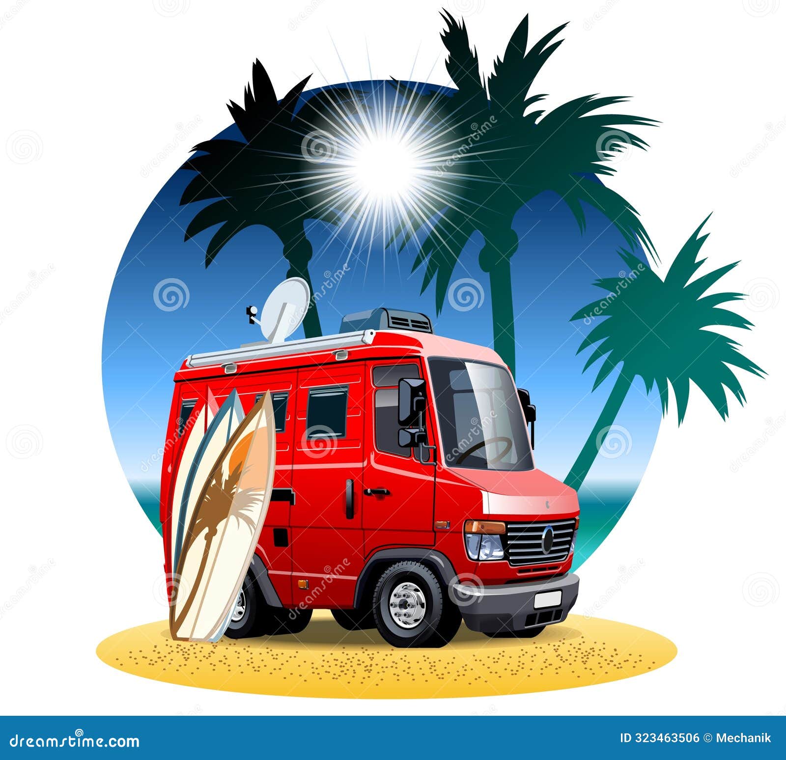 Vector Cartoon Camper Van stock vector. Illustration of marine - 323463506
