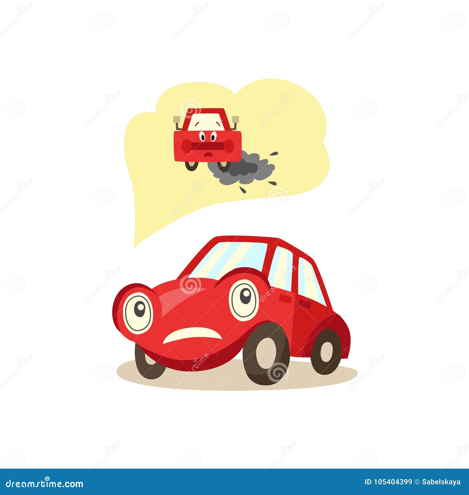 Vector Cartoon Car Character Worryed Emotions Stock Vector ...