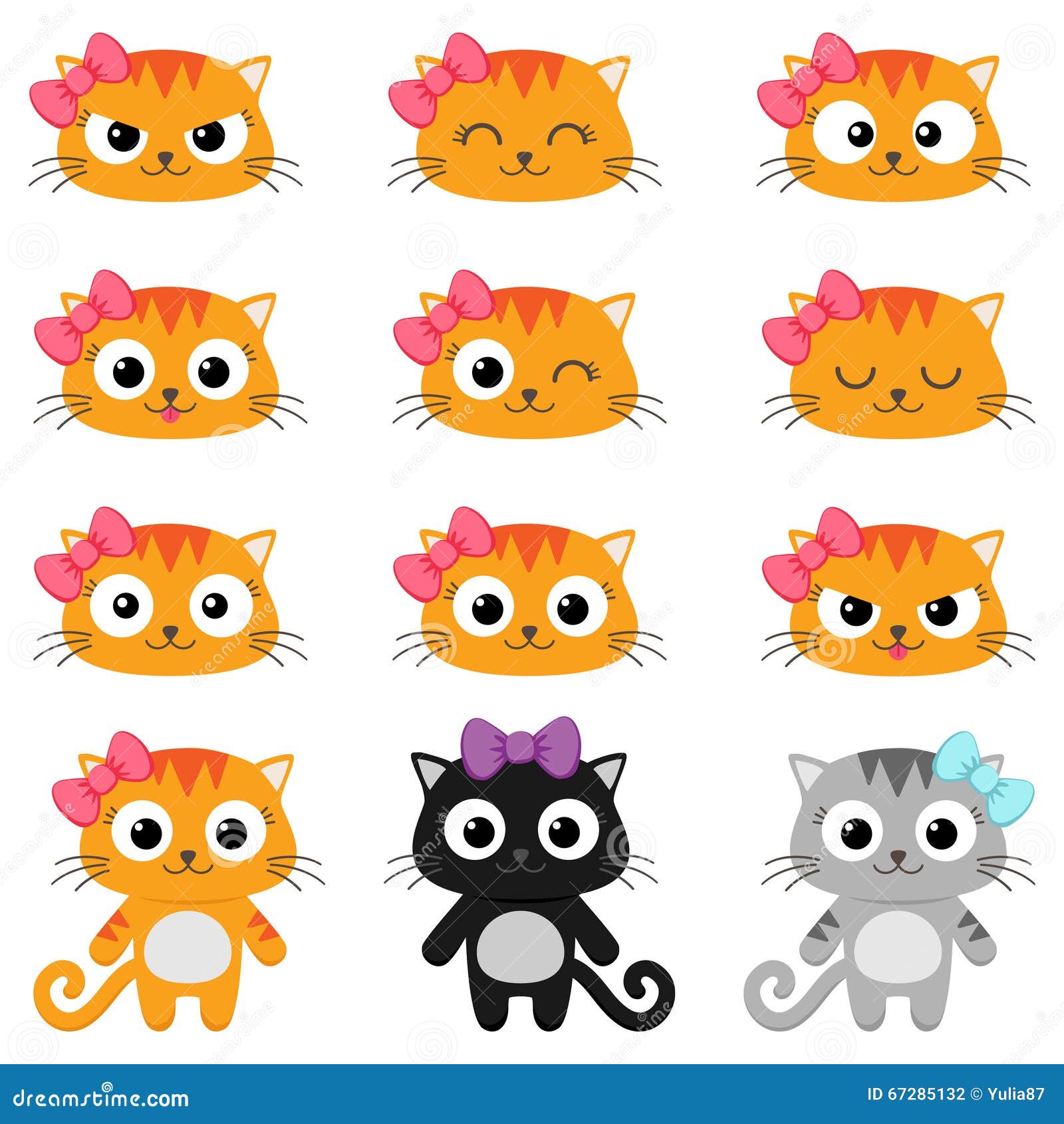 Vector Cartoon Cat Emotions Stock Vector - Illustration of children ...