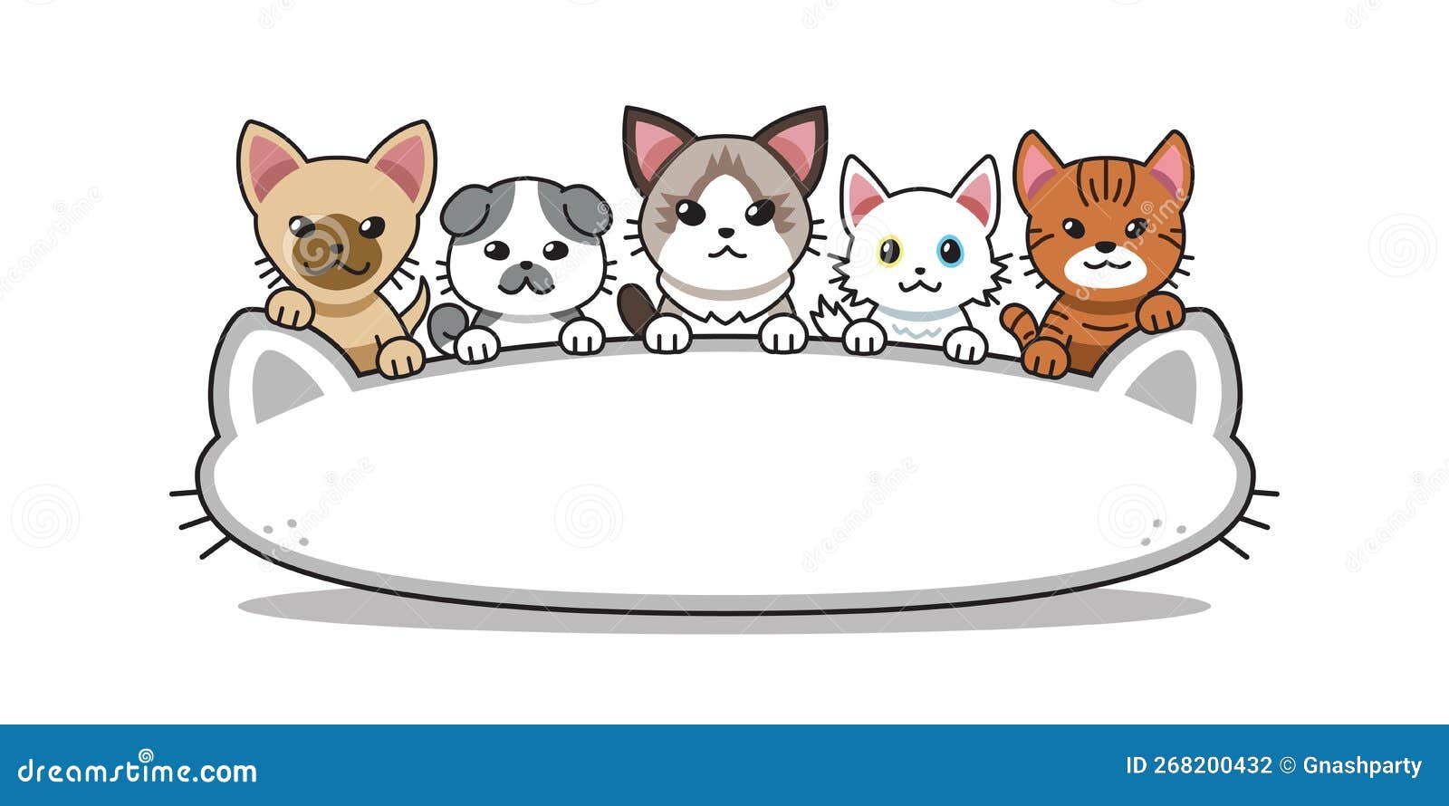 Vector Cartoon Cats with Big Cat Head Shape Sign Stock Vector ...