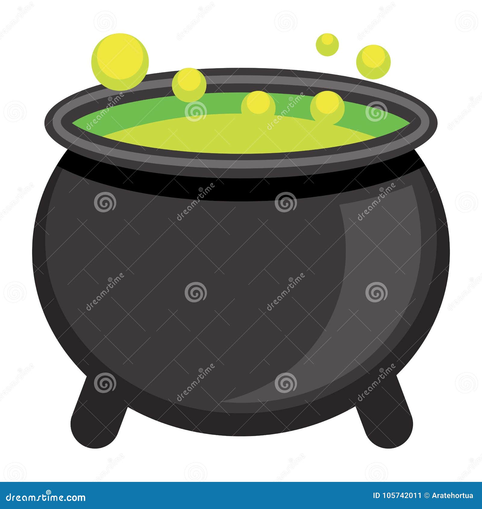 Cartoon Cauldron With Bubbling Green Potion Vector Illustration ...