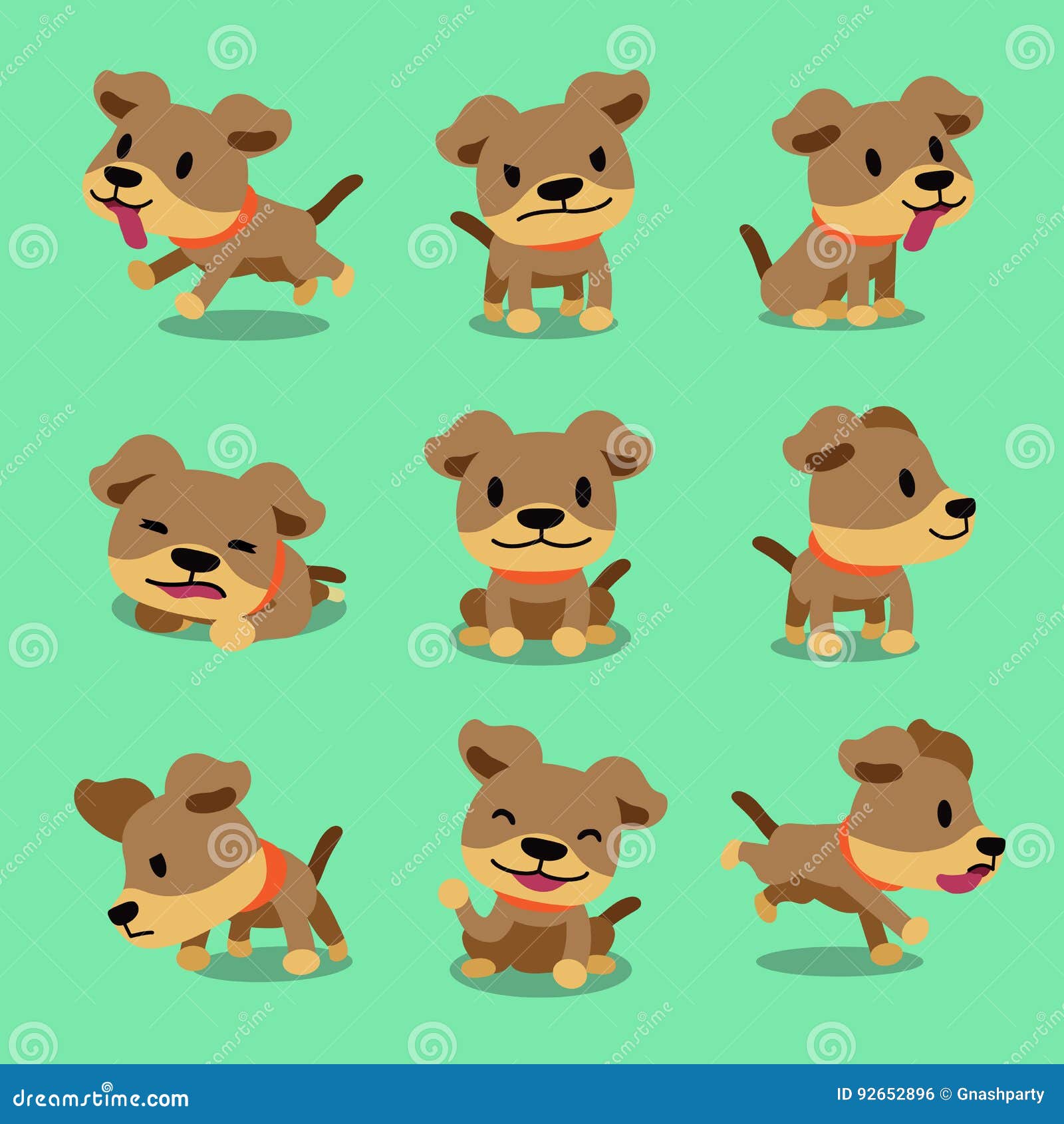 Vector Cartoon Character Cute Dog Poses Stock Vector - Illustration of ...