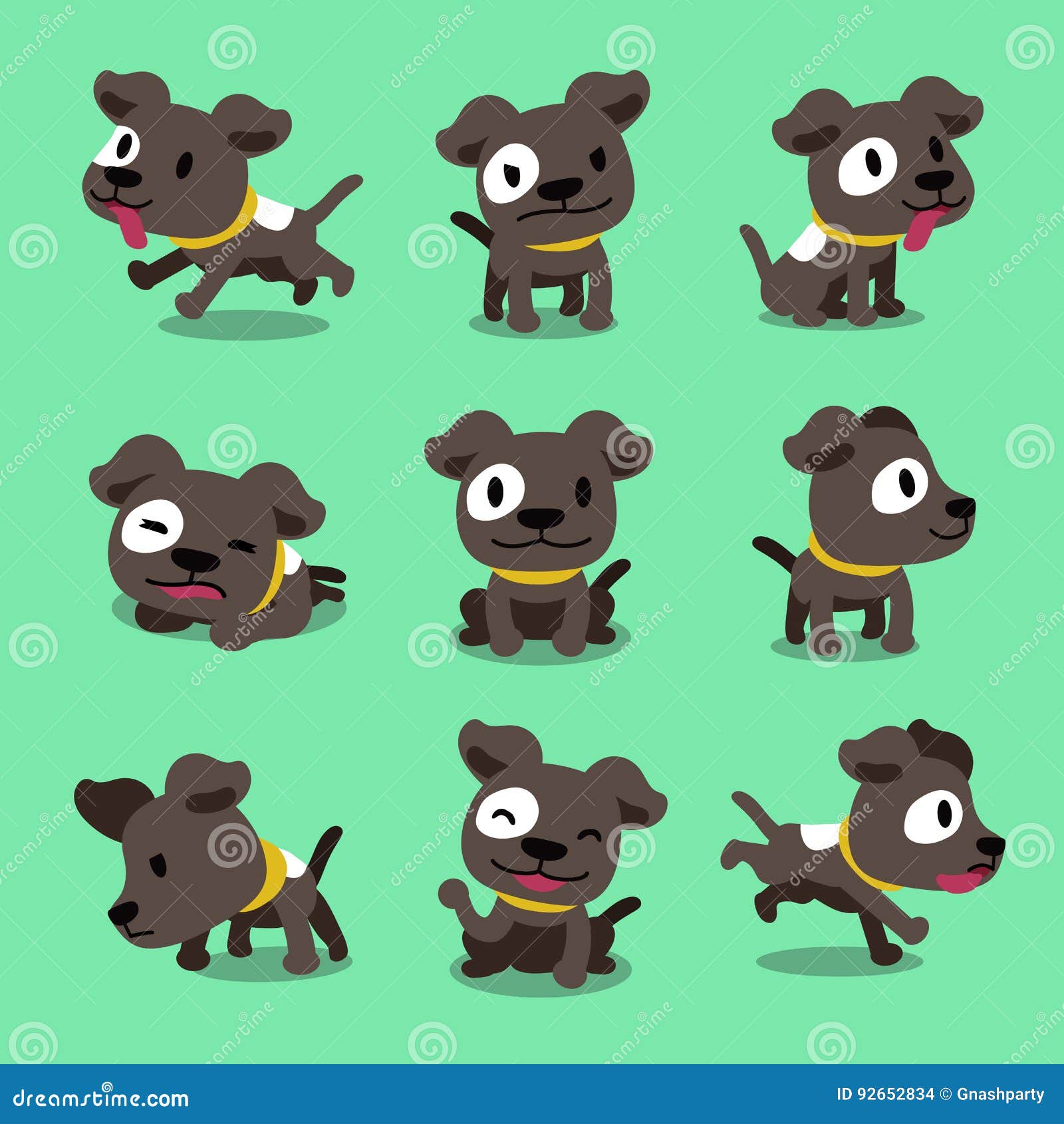 Vector Cartoon Character Cute Dog Poses Set Stock Vector - Illustration ...