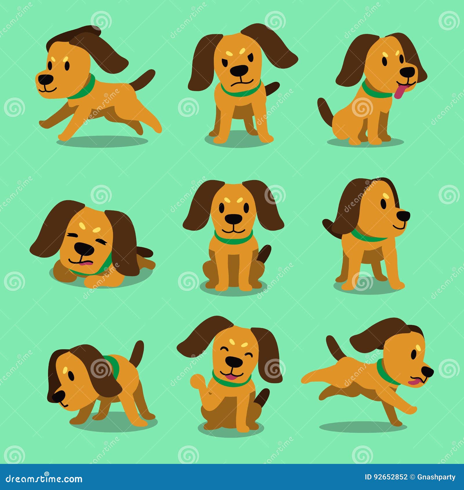 Vector Cartoon Character Dog Poses Set Stock Vector - Illustration of ...