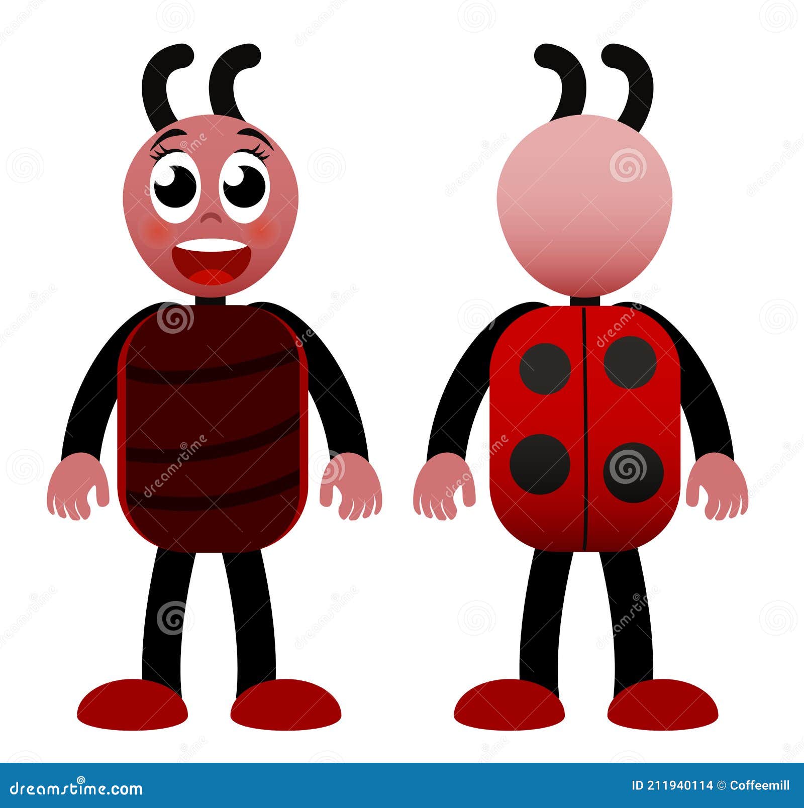 Vector Cartoon Character in a Flat Style. Ladybug Stock Vector ...