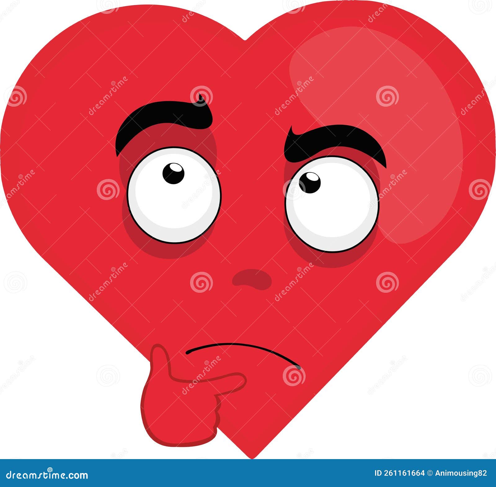 Vector Character Heart Think Doubt Stock Vector - Illustration of ...