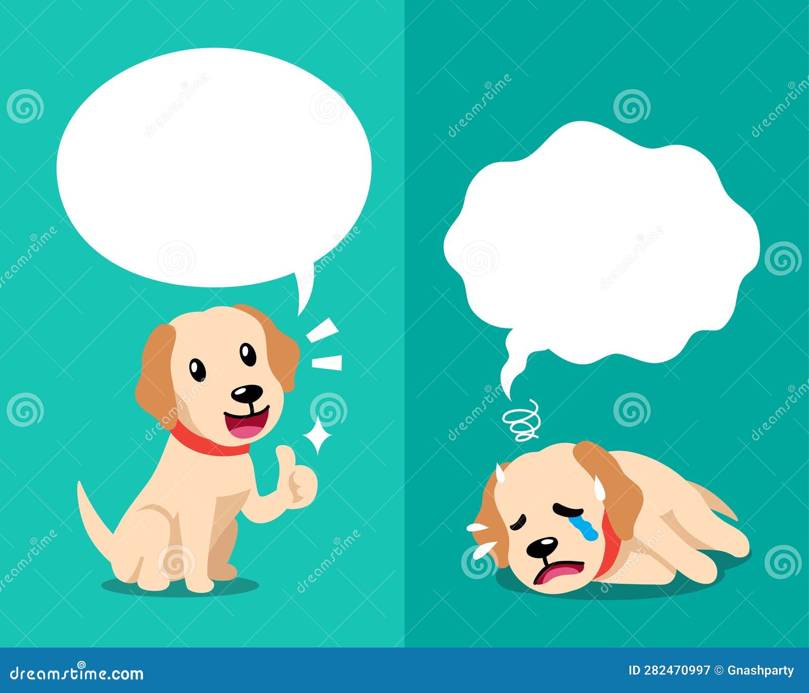 Vector Cartoon Character Labrador Retriever Dog Expressing Different ...