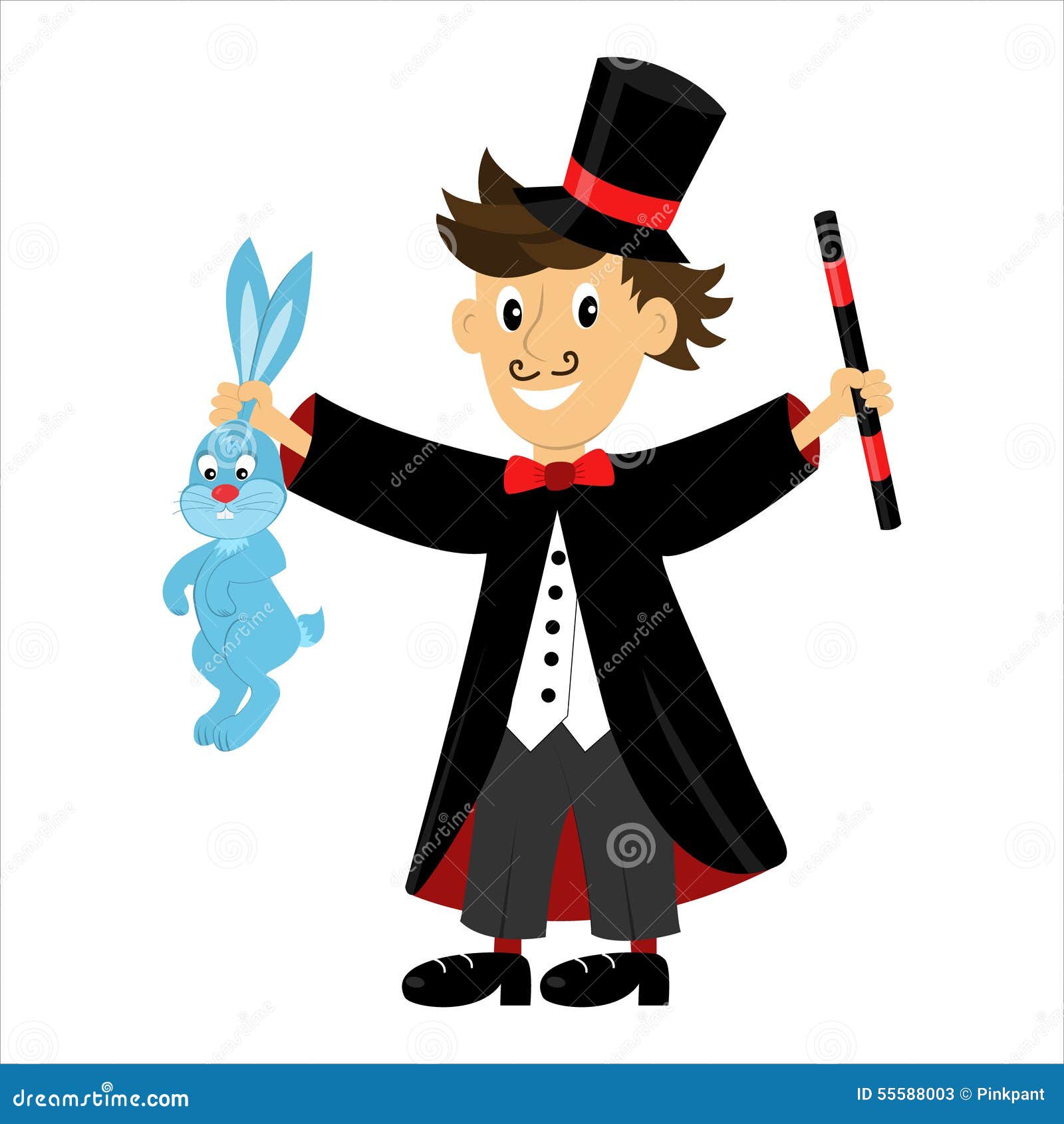 Vector Cartoon Character Magician Holding A Magic Wand And A Rabbit ...