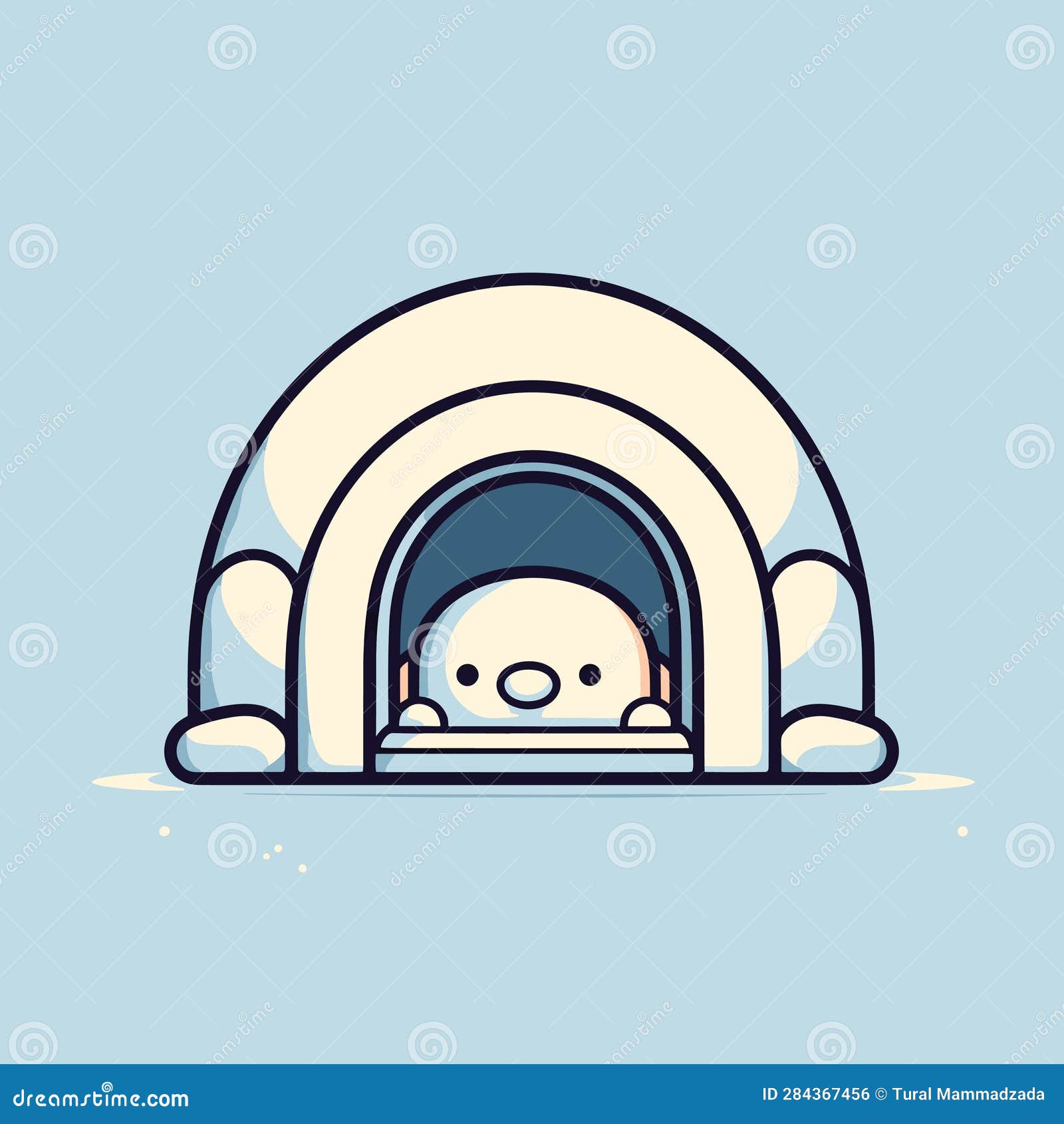 Vector of a Cartoon Character Sitting in Front of a White Arch Stock ...