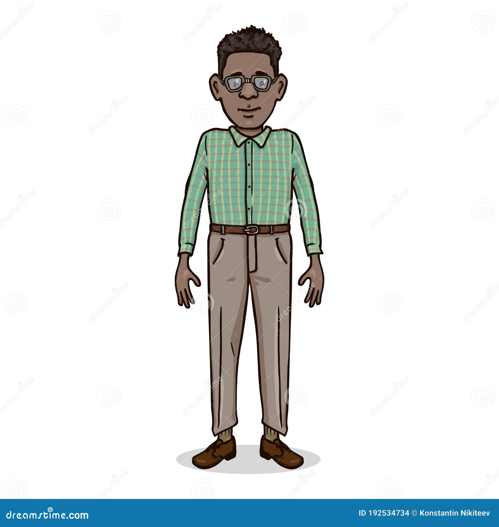Vector Cartoon Character - Young Afroamerican Nerd Man Stock Vector ...