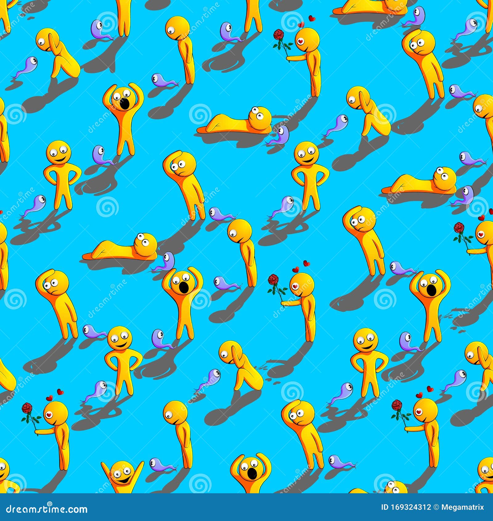 Vector Cartoon Characters. Emoticons. Seamles Pattern. Happy Stock ...