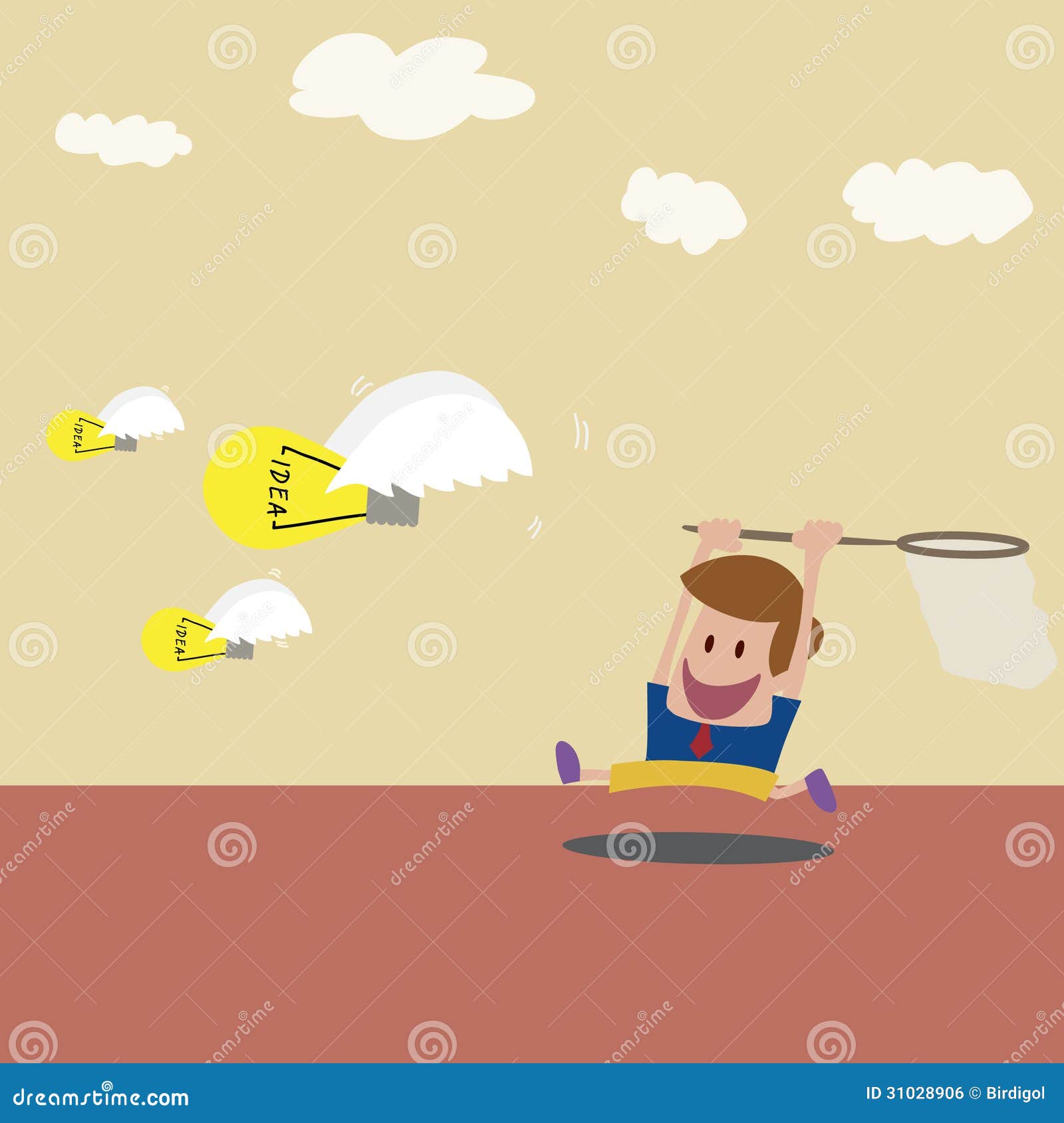 Vector Cartoon of Chasing Idea Concept Stock Vector - Illustration of ...