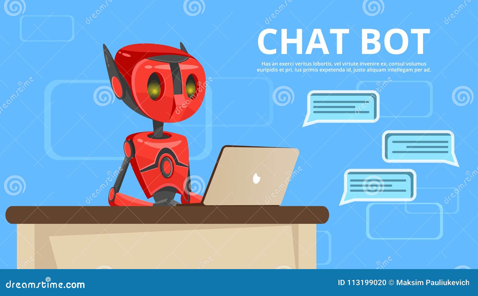 Vector Cartoon Chat Bot Poster Background Template | CartoonDealer.com ...