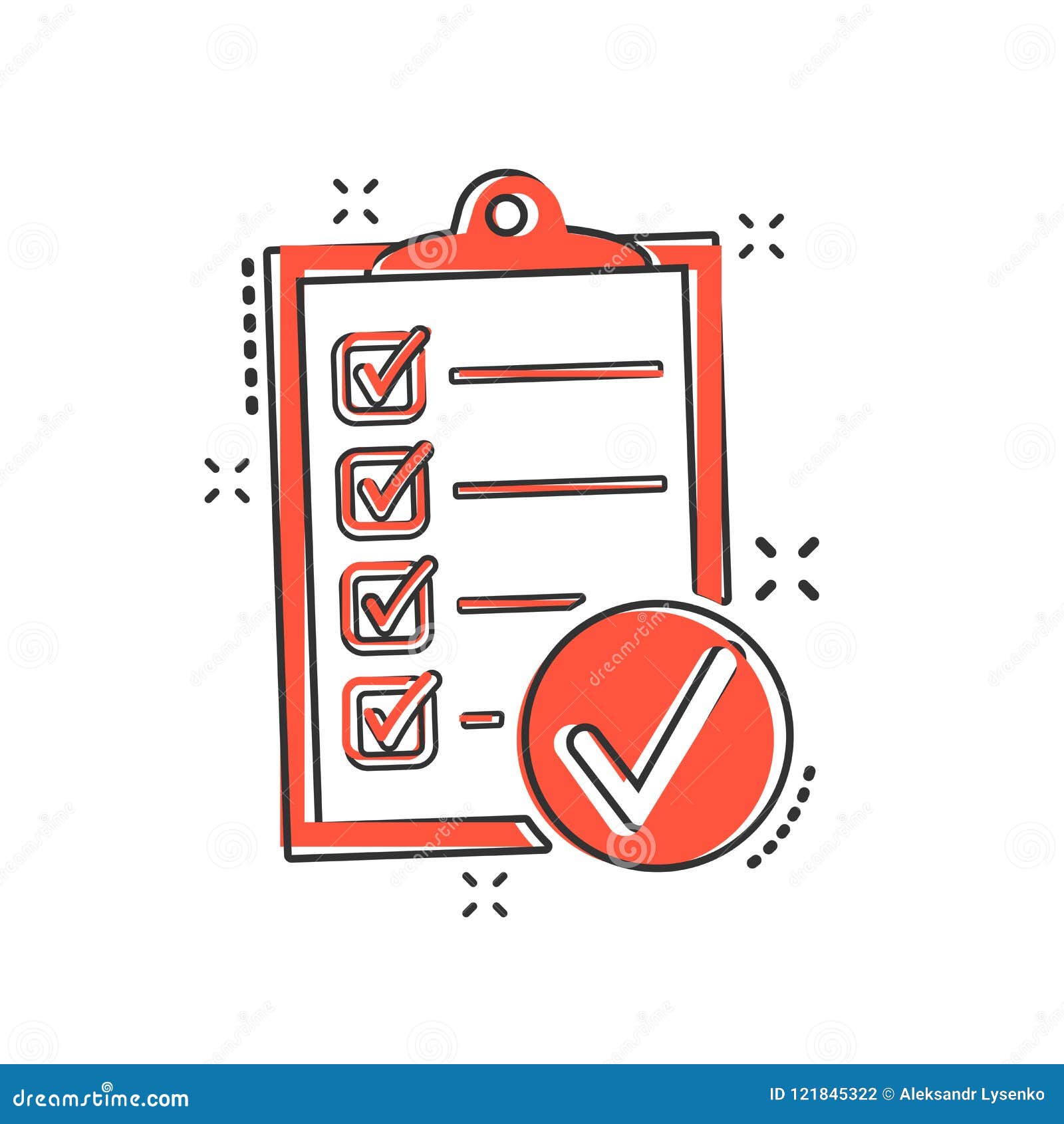 Cartoon Checklist With Red Check Marks And Blank Copy Space On Lines ...